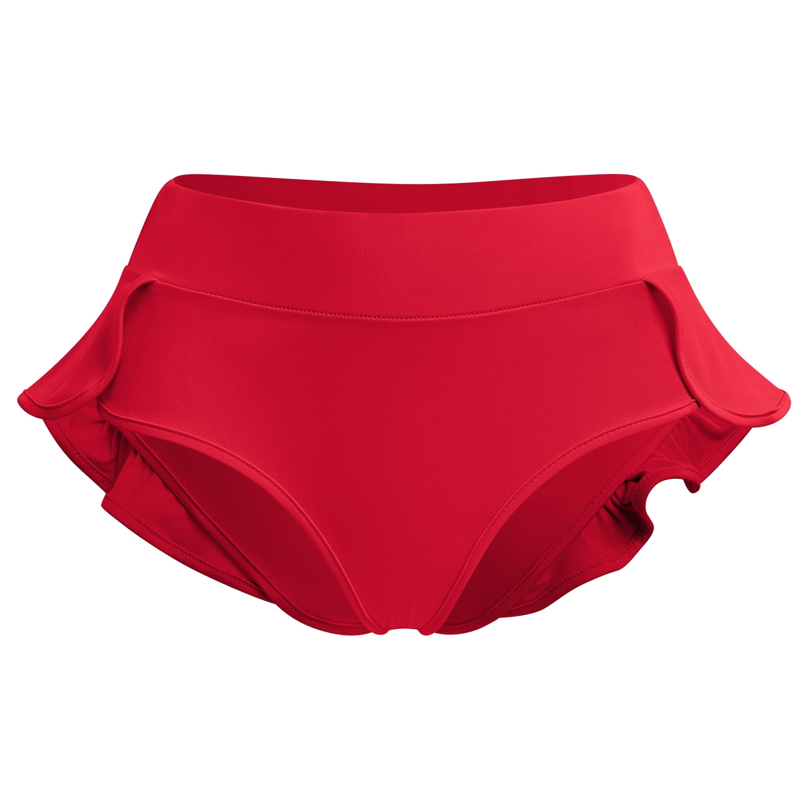 Women's High Waist Wide Waistband Ruffle Yoga Shorts Gym Workout Rave ...