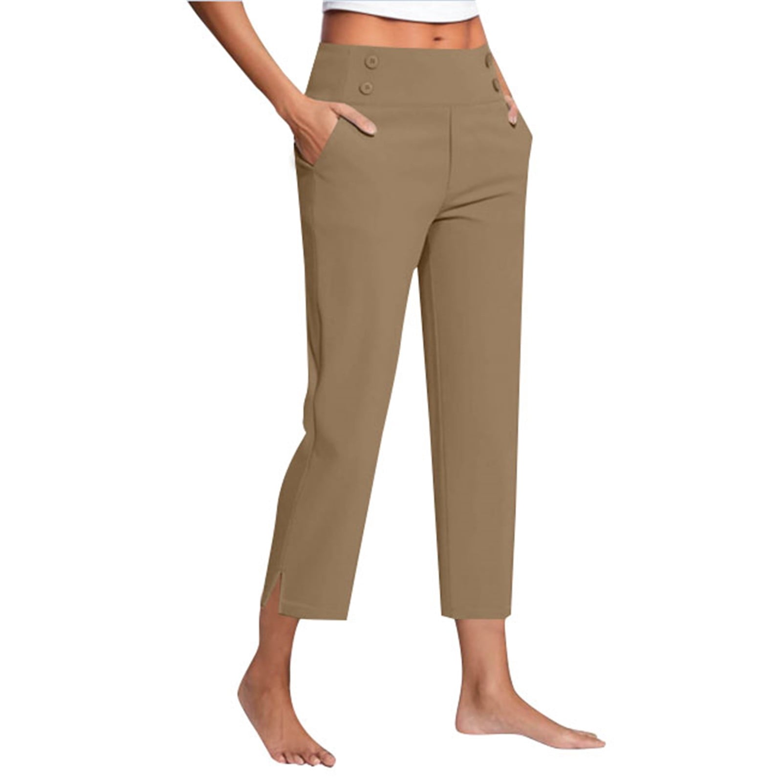 Women's High Waist Yoga Trousers Summer Casual Slacks with Side Slits ...
