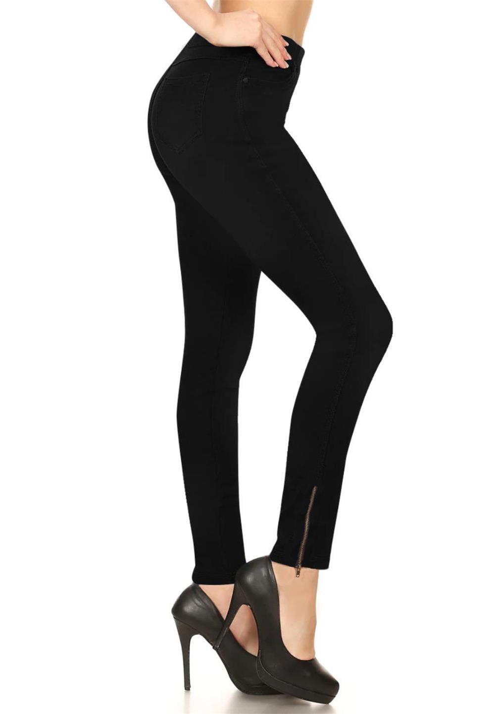 Women's High Waisted Ankle Zip Jeggings Pull On Stretch Skinny Pants ...