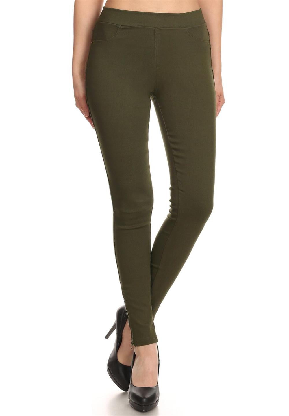 Women's High Waisted Ankle Zip Jeggings Pull On Stretch Skinny Pants ...