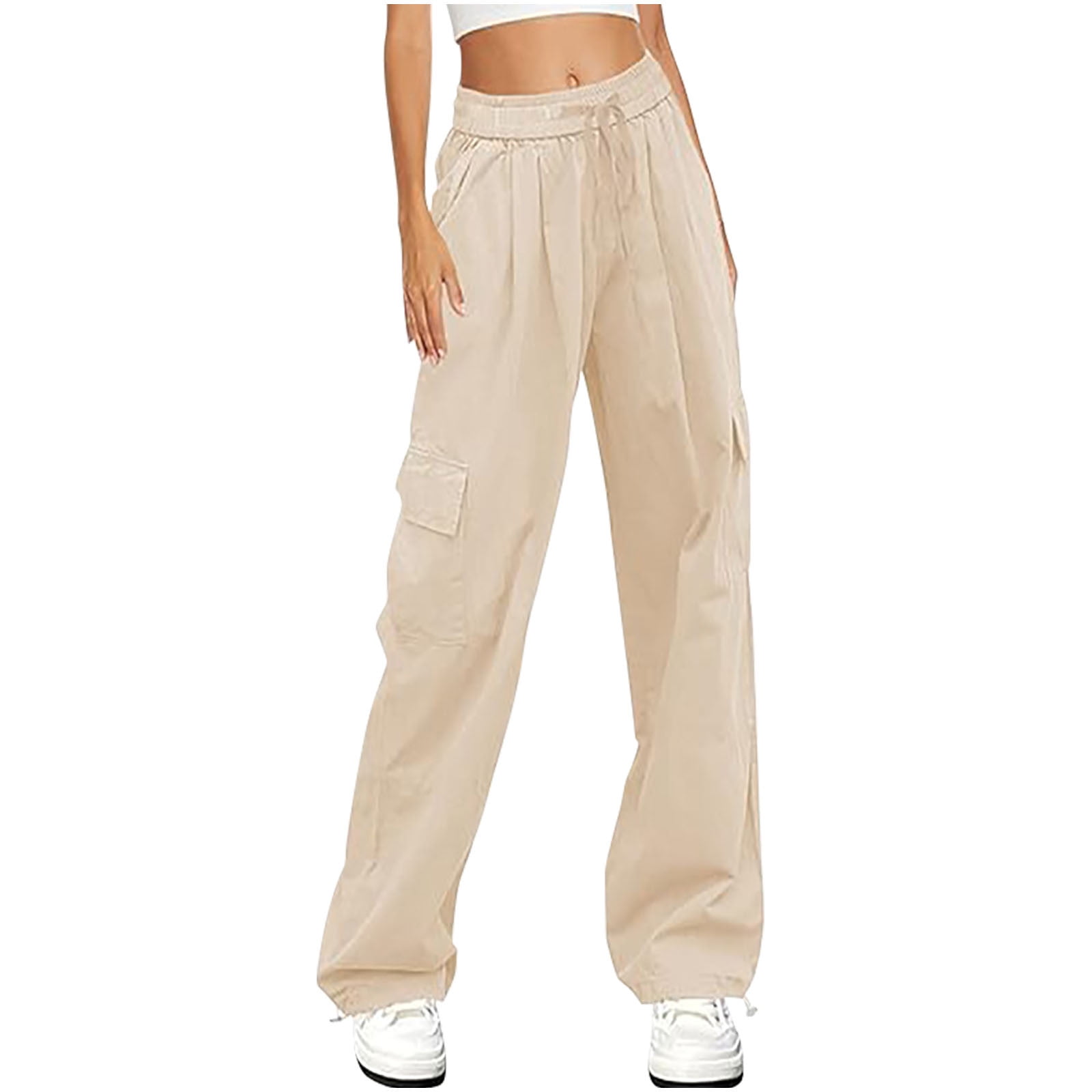 ZQUUVOU Women's High Waisted Cargo Pants Wide Leg Pocket Loose Work ...