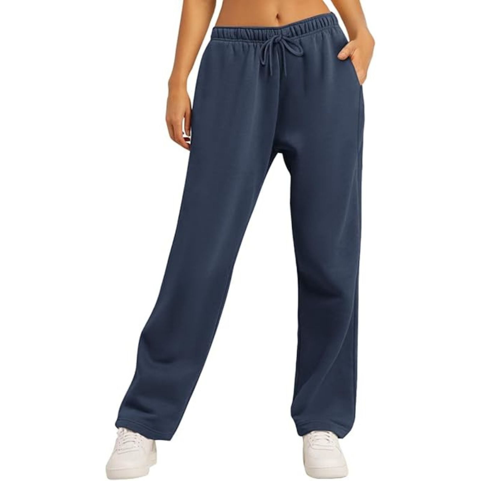 Women's High Waisted Drawstring Loose Flowy Lounge Workout Pants Wide ...