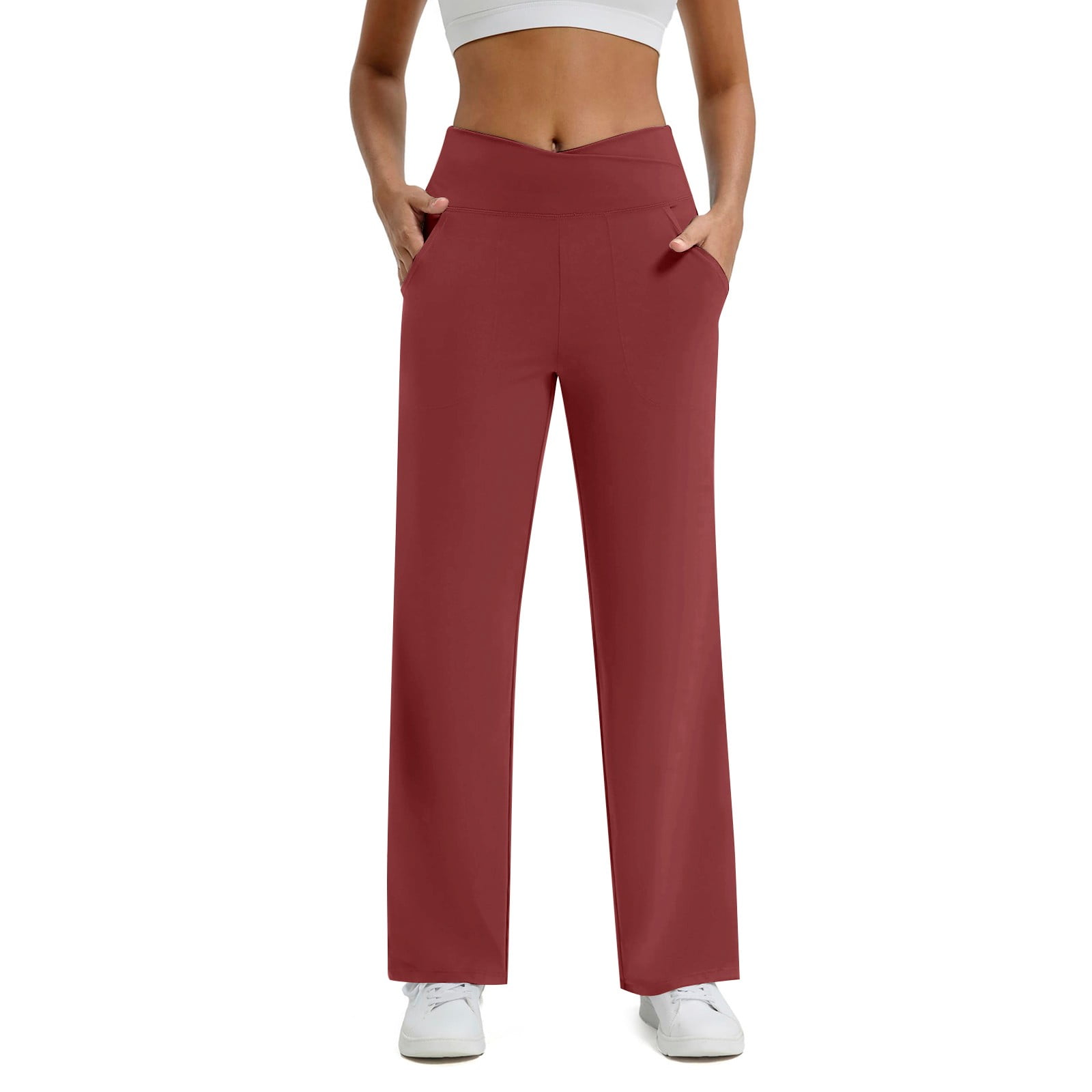Women's High Waisted Drawstring Sweatpants Straight Leg Pants Side ...