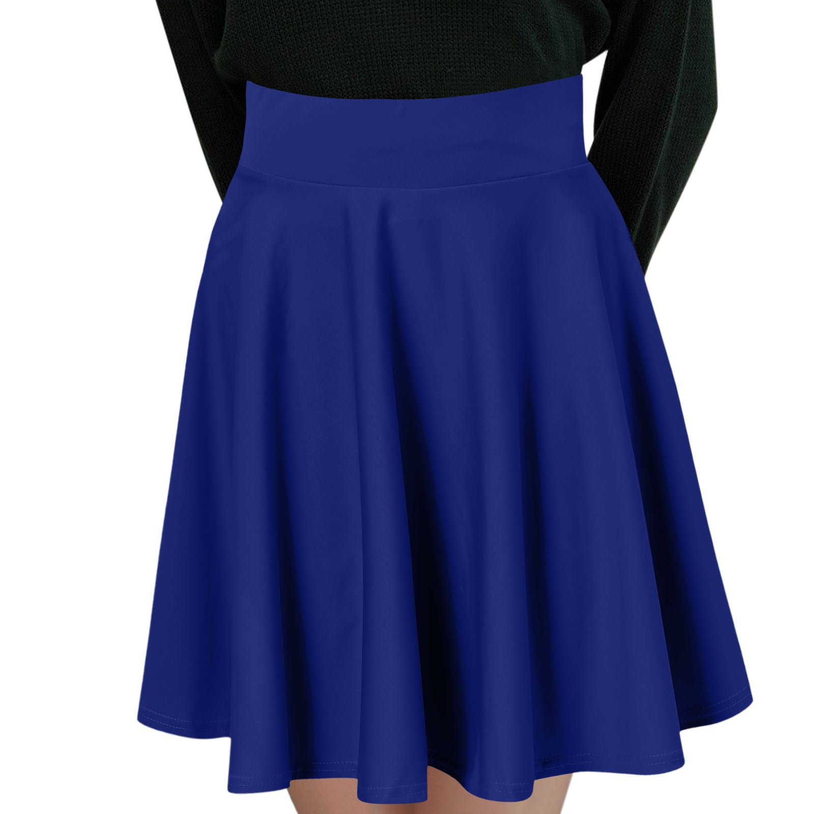 Women's High-Waisted Flared Mini Skirt - Casual Solid Anti-Glare Sun ...
