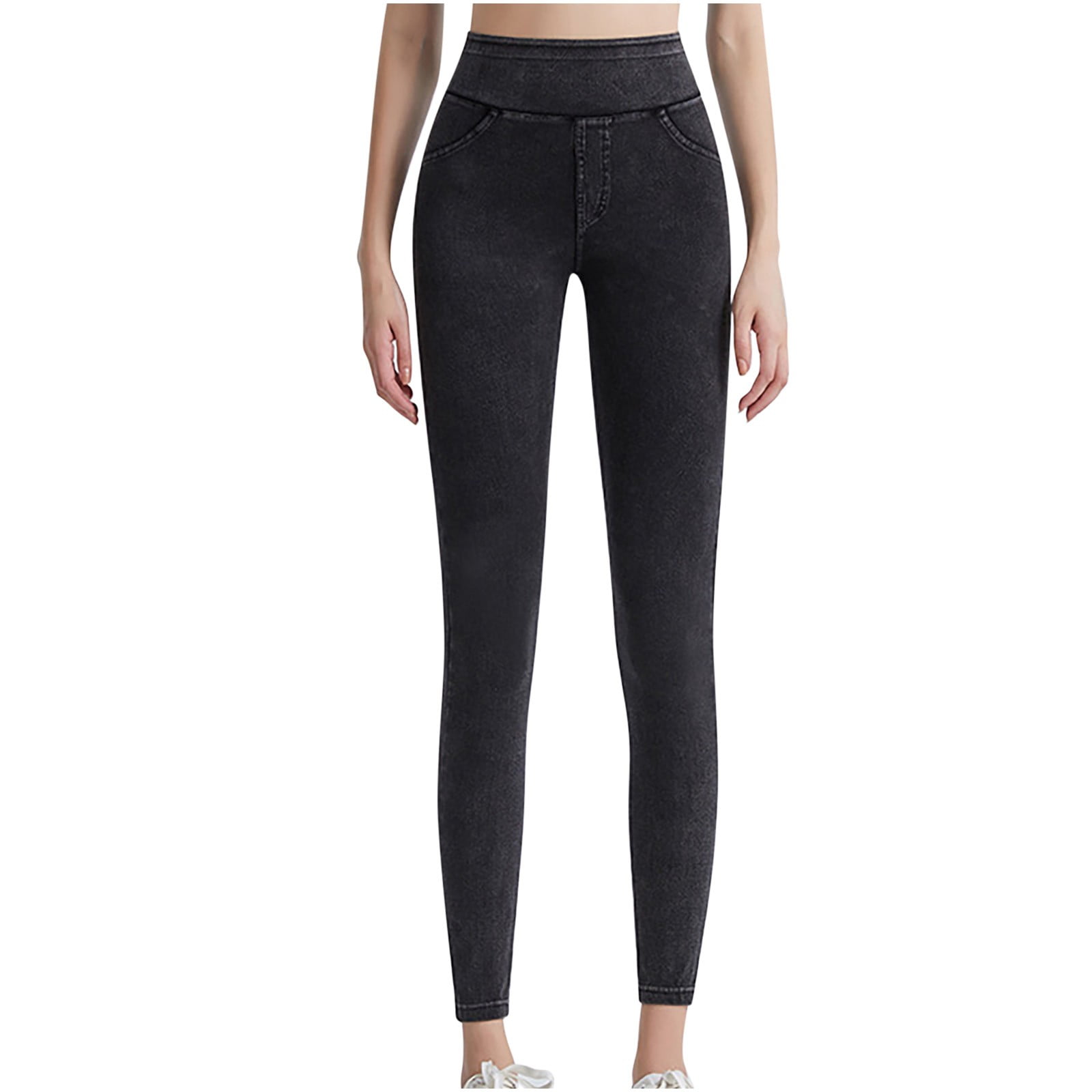 Women's High Waisted Hip Lifting Elastic Waistband Pants Trousers ...