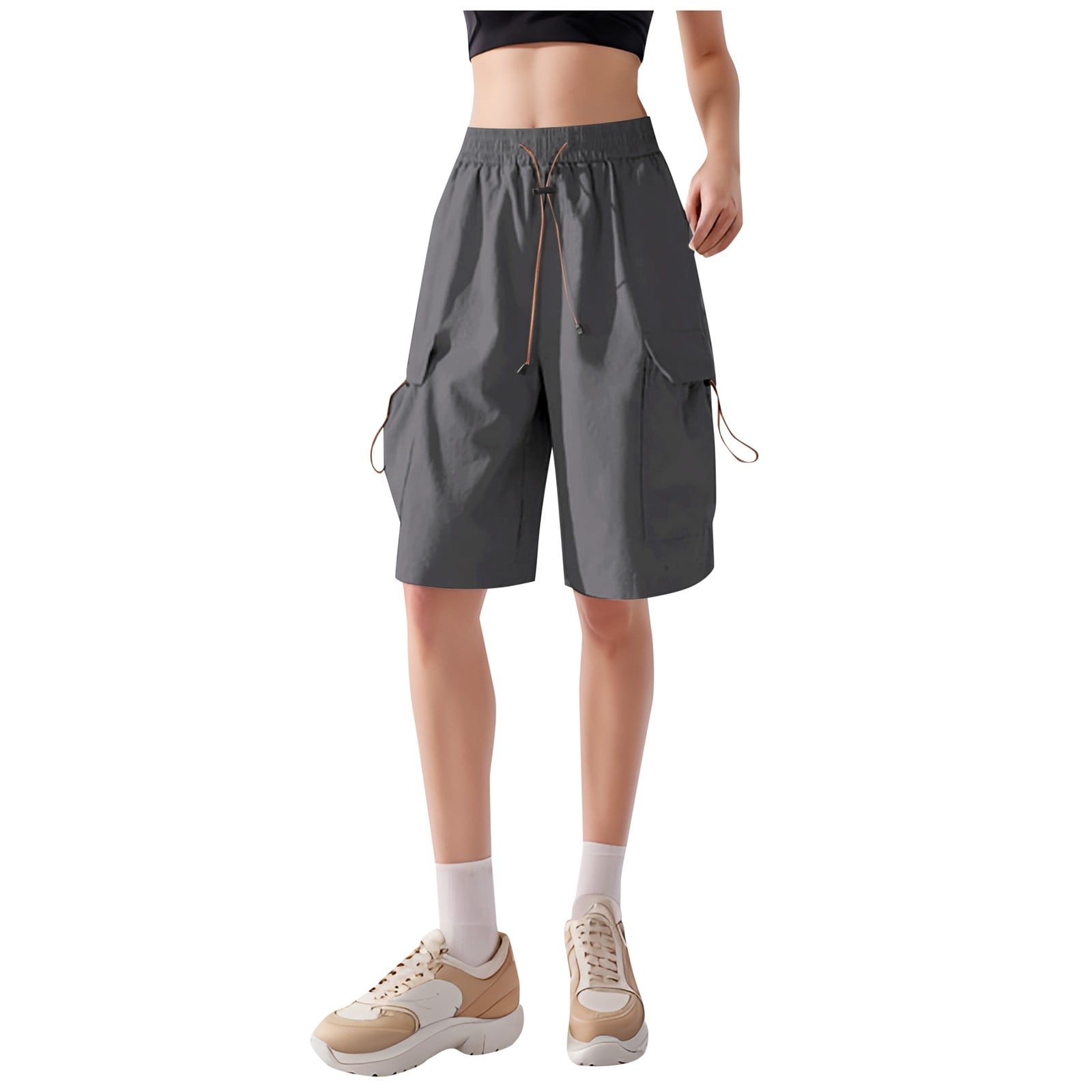 Women's High Waisted Stretchy Denim Bermuda Shorts Summer Work Pants ...