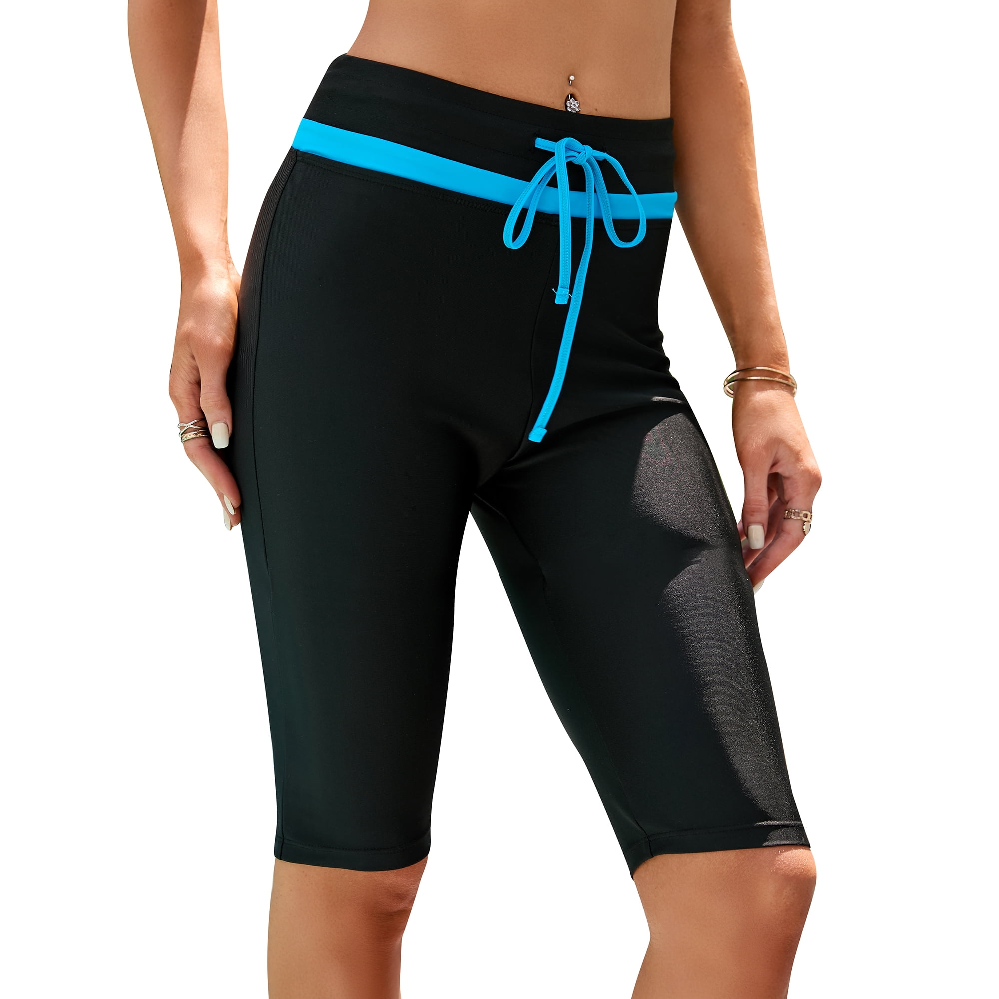 Women's High Waisted Swim Shorts with Drawstring, Board Swimsuit Shorts ...