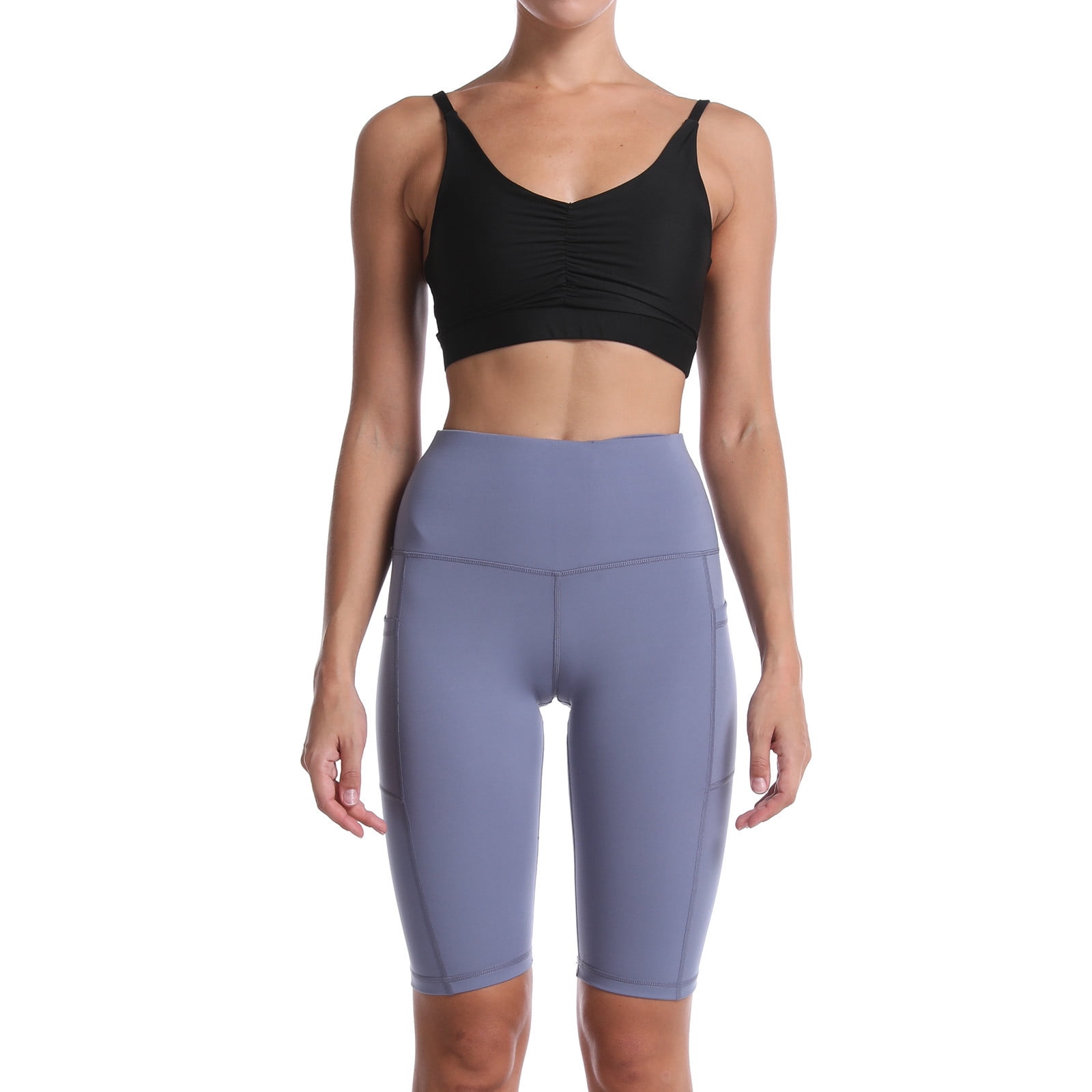 Women's High Waisted Yoga Capris with Pockets,Tummy Control Non See ...
