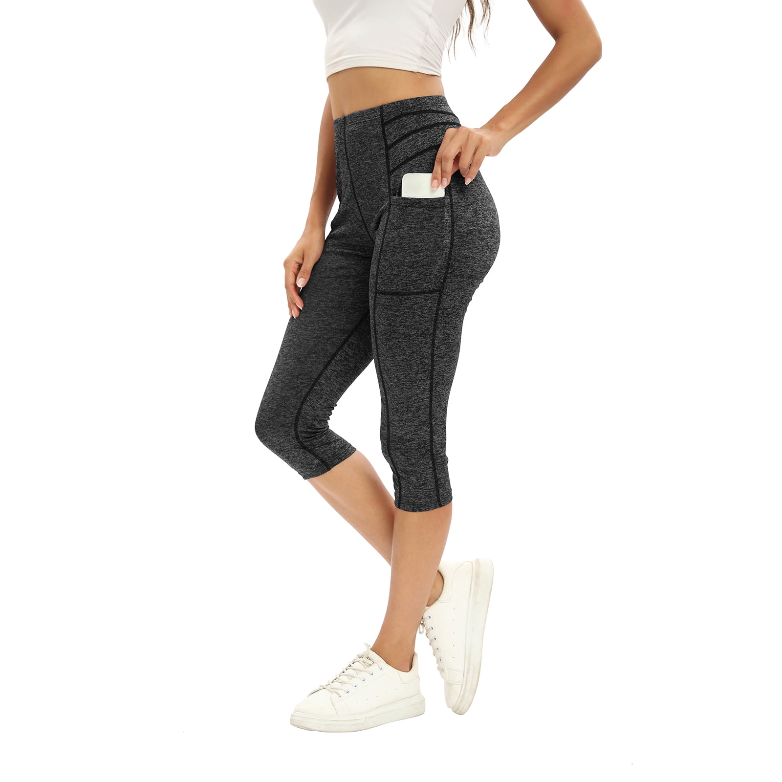 Women's High Waisted Yoga Capris with Pockets,Tummy Control Workout ...