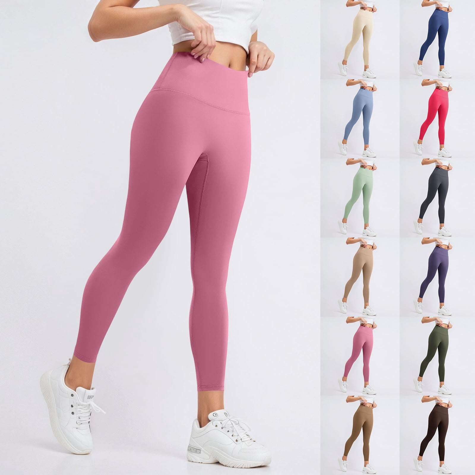 Women's High Waisted Yoga Pants Tummy Control Full Length Leggings With ...