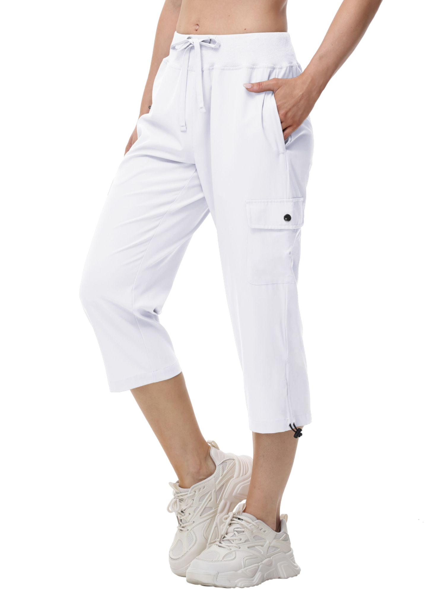 Dyegold Capri Cargo Pants For Women High Waist Casual Loose Fit Work