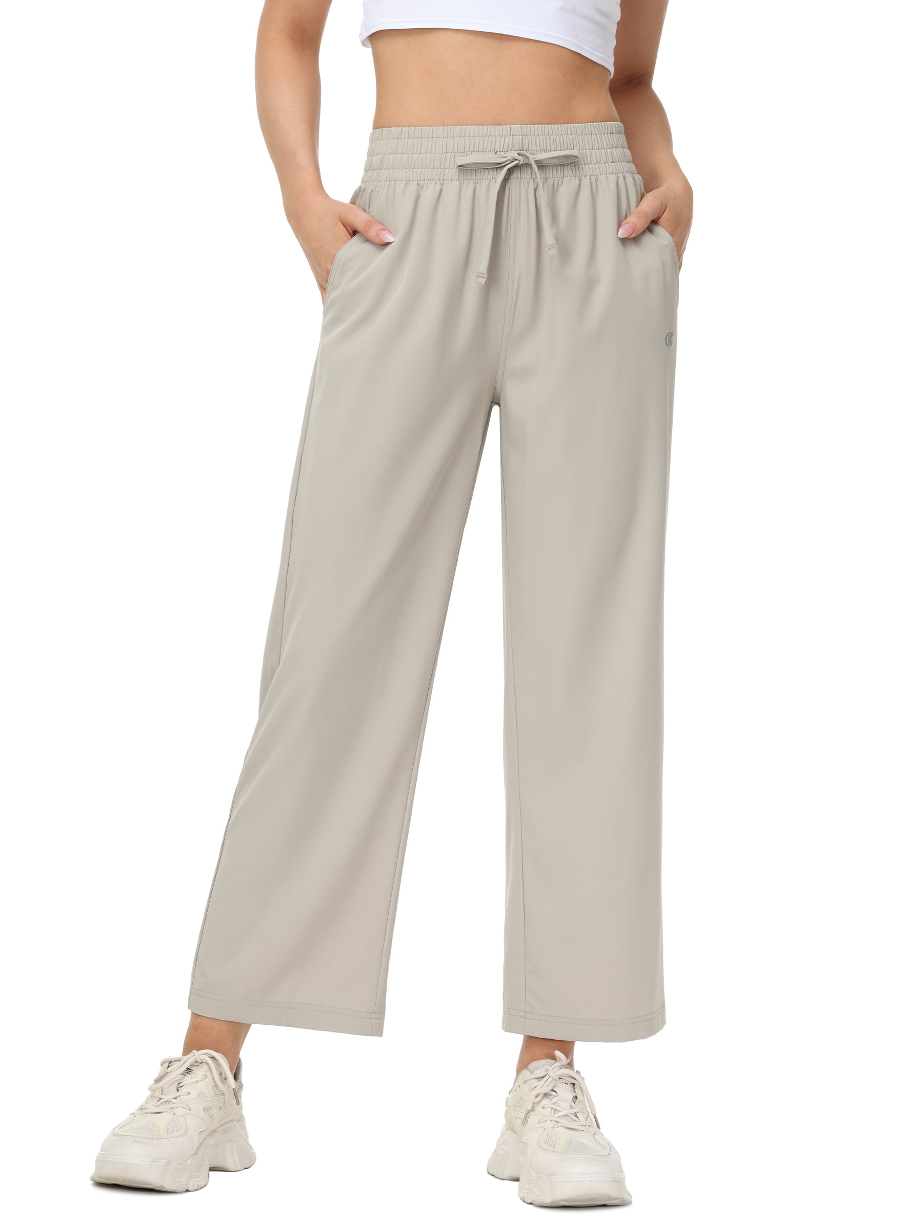 Neiku Lightweight Wide Leg Pants for Women High Waisted Loose Casual ...