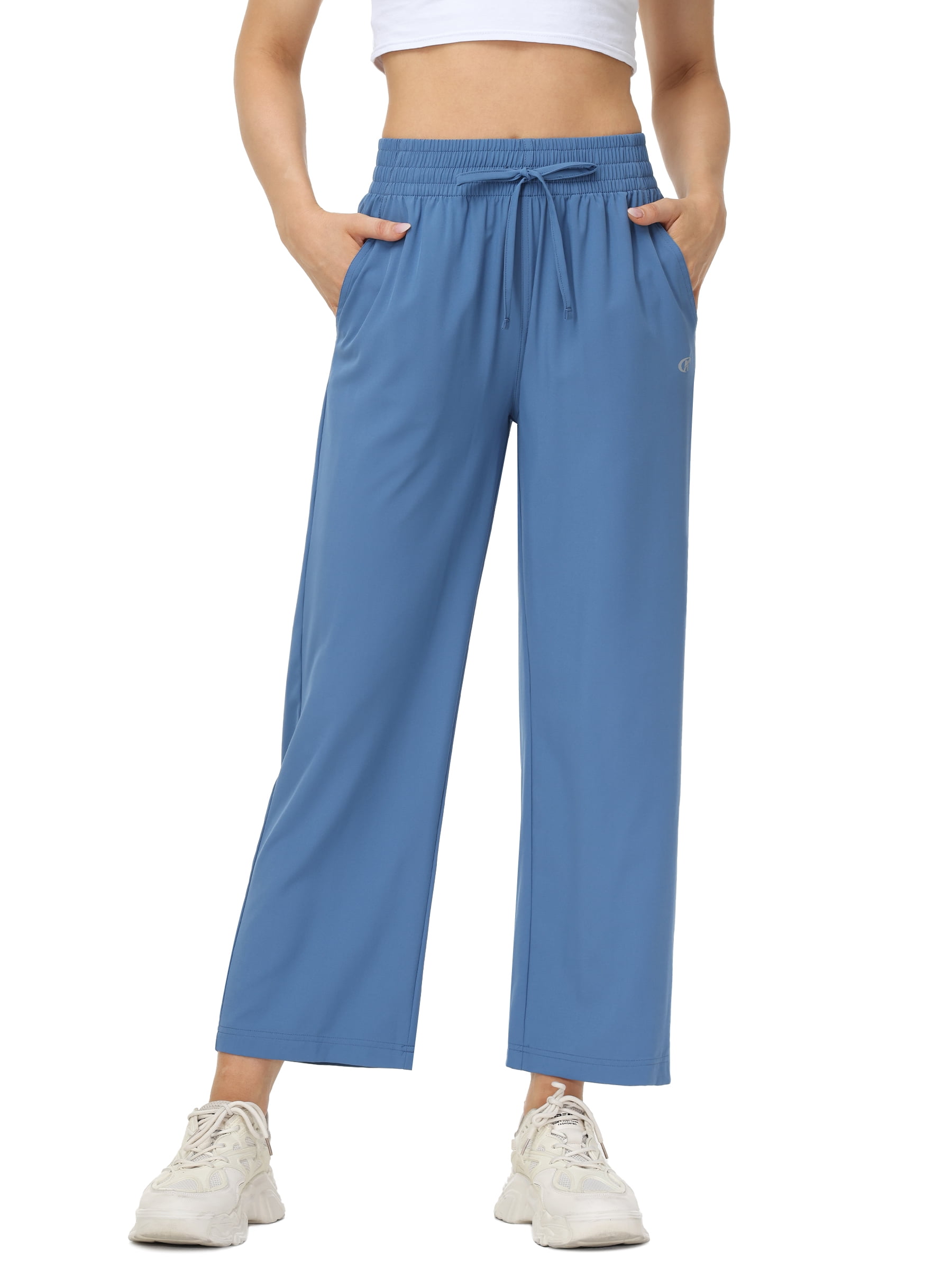 Neiku Lightweight Wide Leg Pants for Women High Waisted Loose Casual ...