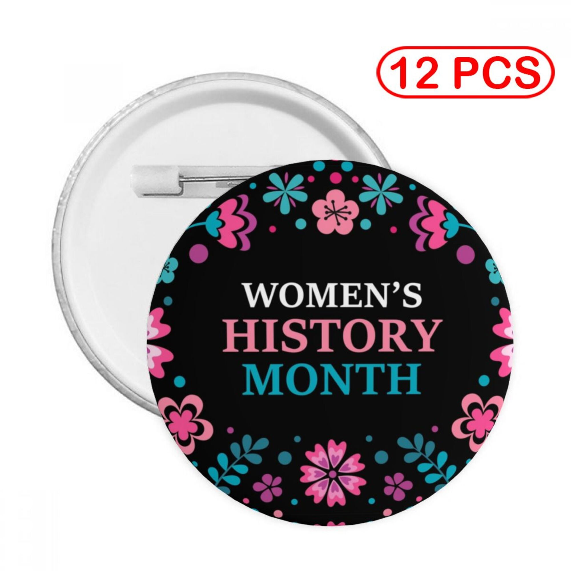 Women's History Month Pins Round Brooch Button Badge Stickers Sign ...