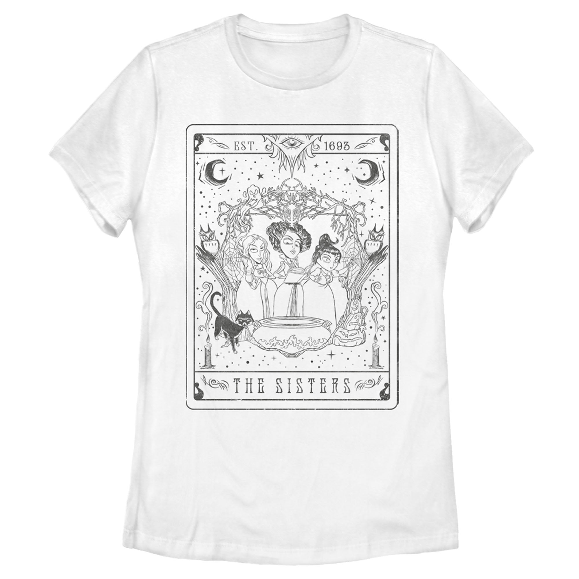 Women's Hocus Pocus Sanderson Sister Tarot Card Graphic Tee White Small ...