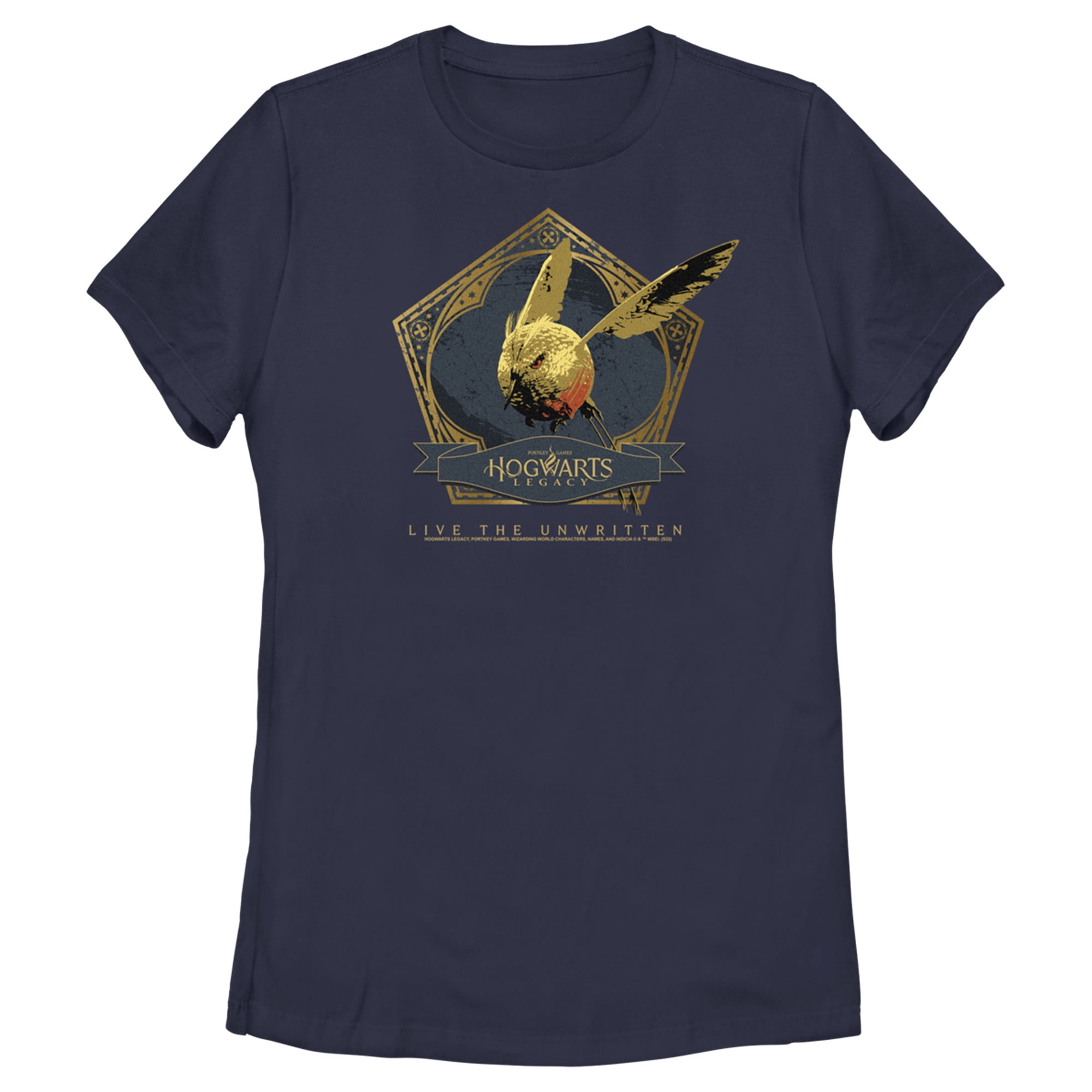 Women's Hogwarts Legacy Golden Snidget Logo Graphic Tee Navy Blue Large ...