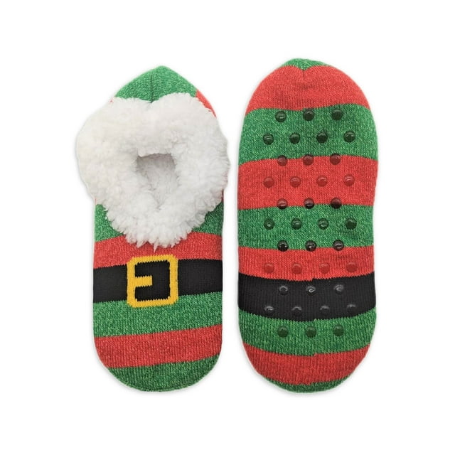 Women’s Holiday Elf 3D Cable Knit Chenille Slipper Socks, 1-Pair, Size ...