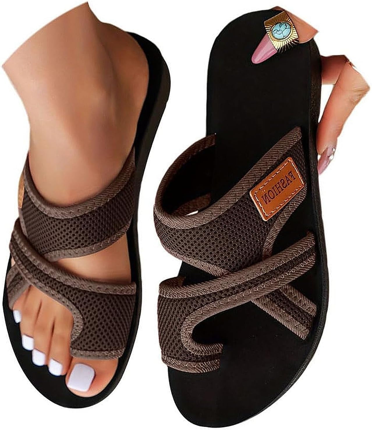 Women's Hollow Mesh Slide Sandals, Breathable Mesh Sandals for Women ...