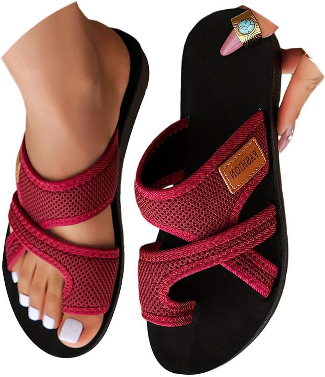 Women's Hollow Mesh Slide Sandals, Breathable Mesh Sandals for Women ...