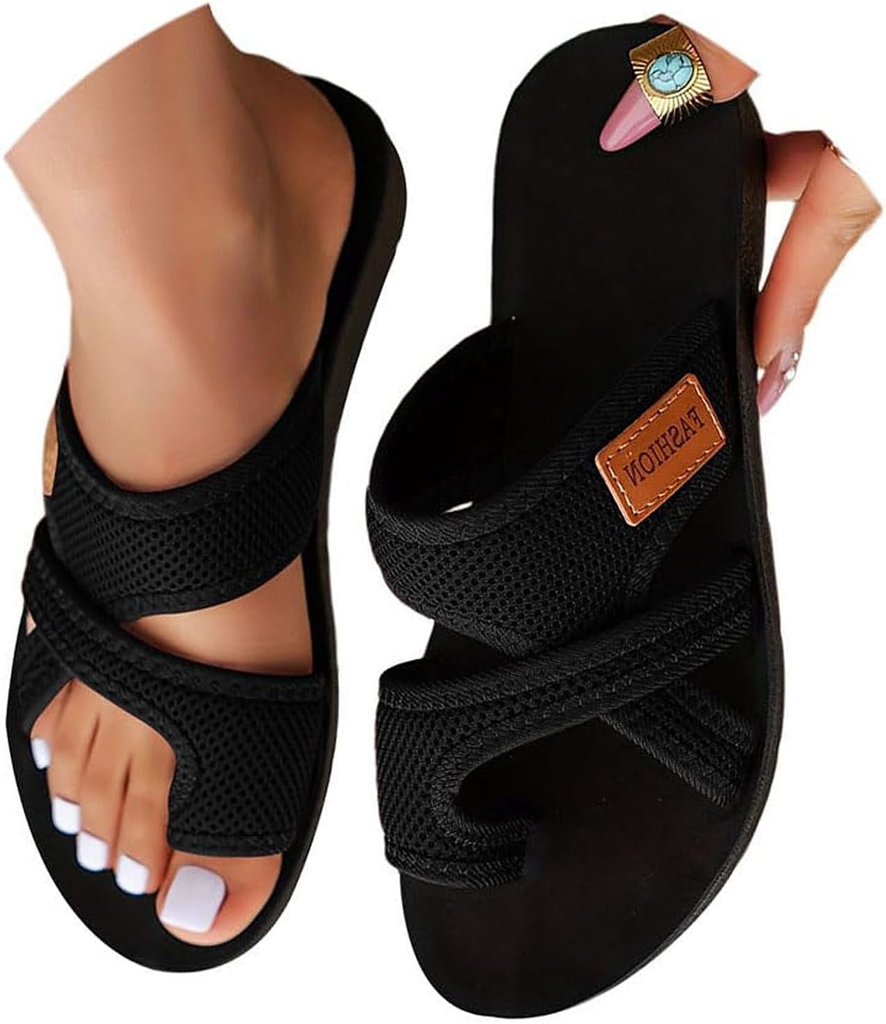 Women's Hollow Mesh Slide Sandals, Breathable Mesh Sandals for Women ...