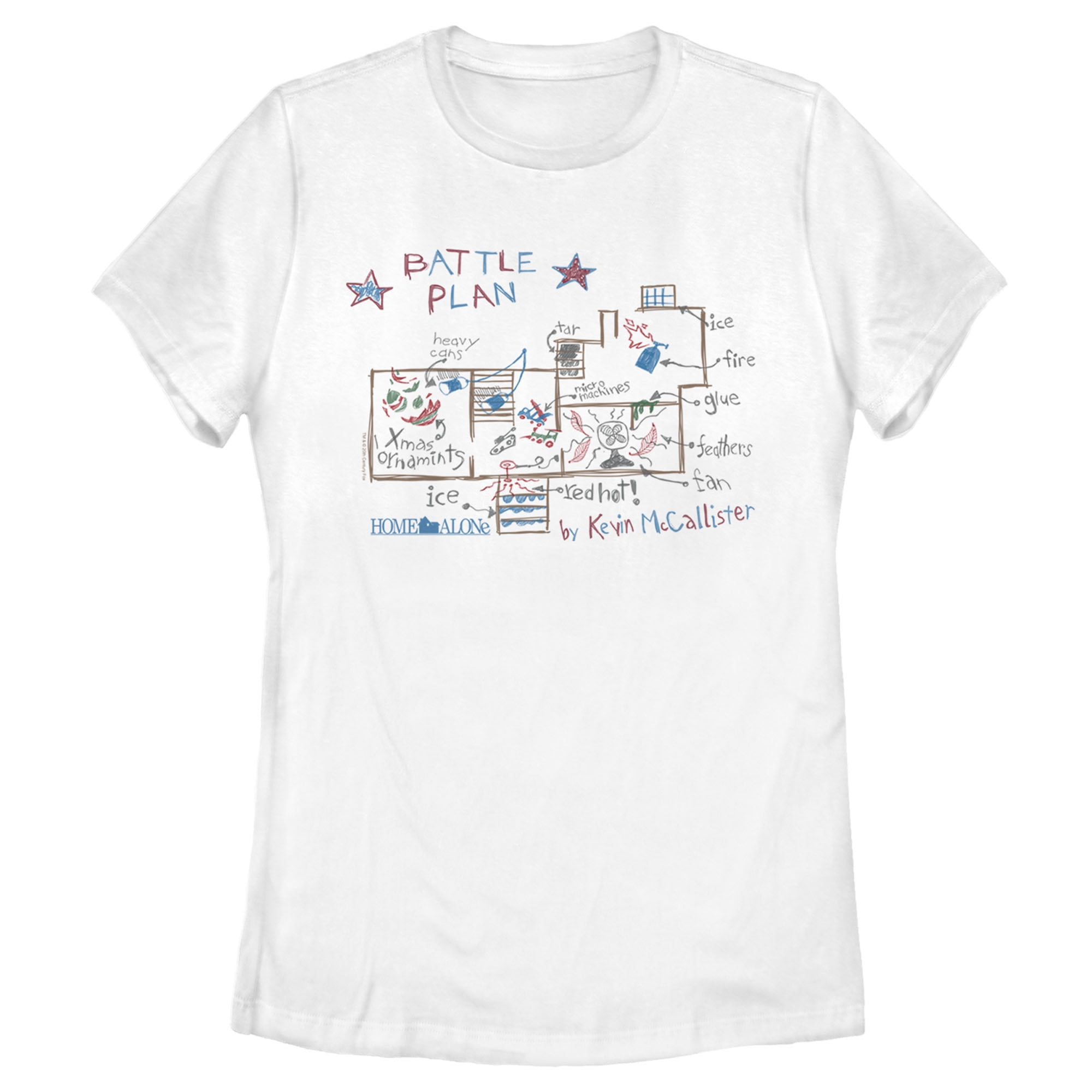 Women's Home Alone Kevin’s Battle Plan Graphic Tee White Large ...