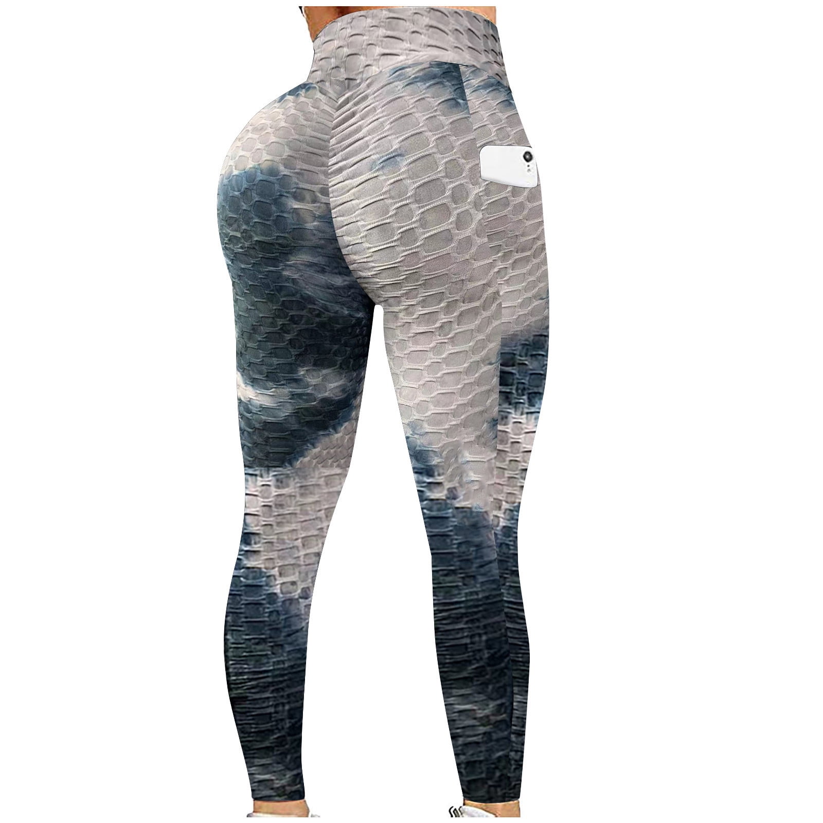 Women's Honeycomb Tie Dye Yoga Pants High Waist Butt Lift Stretchy Workout Leggings Tummy ...