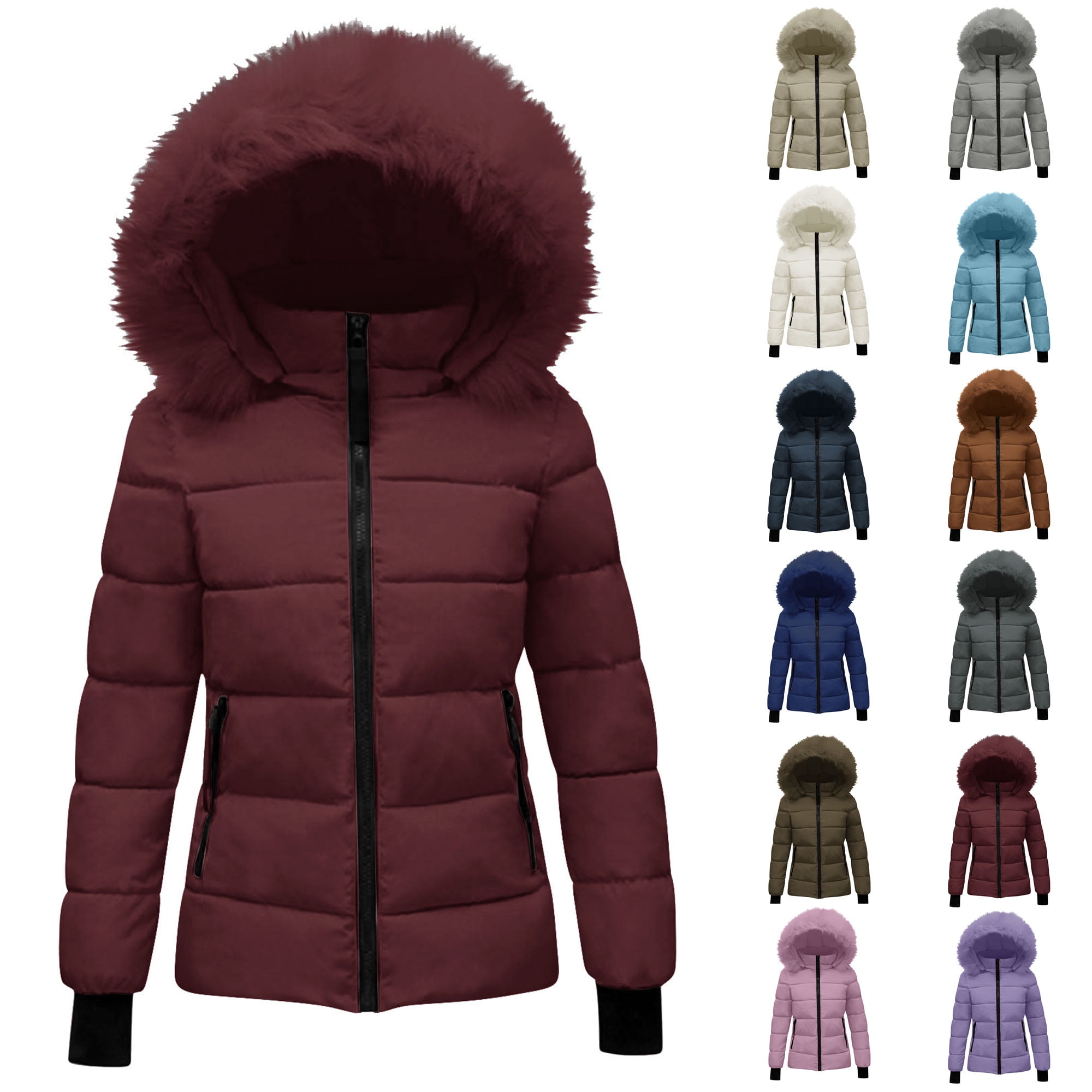 Women's Hooded Warm Winter Coat Quilted Thicken Puffer Jacket Winter ...
