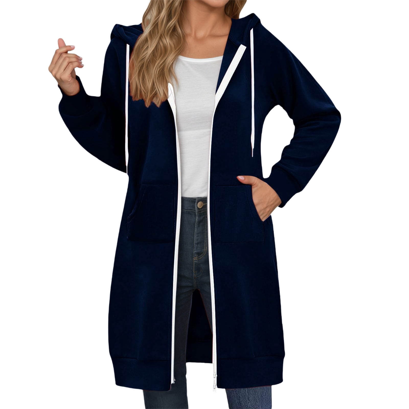 Women's Hoodies & Sweatshirts Extra Large Long Zipper Hooded Sweatshirt ...