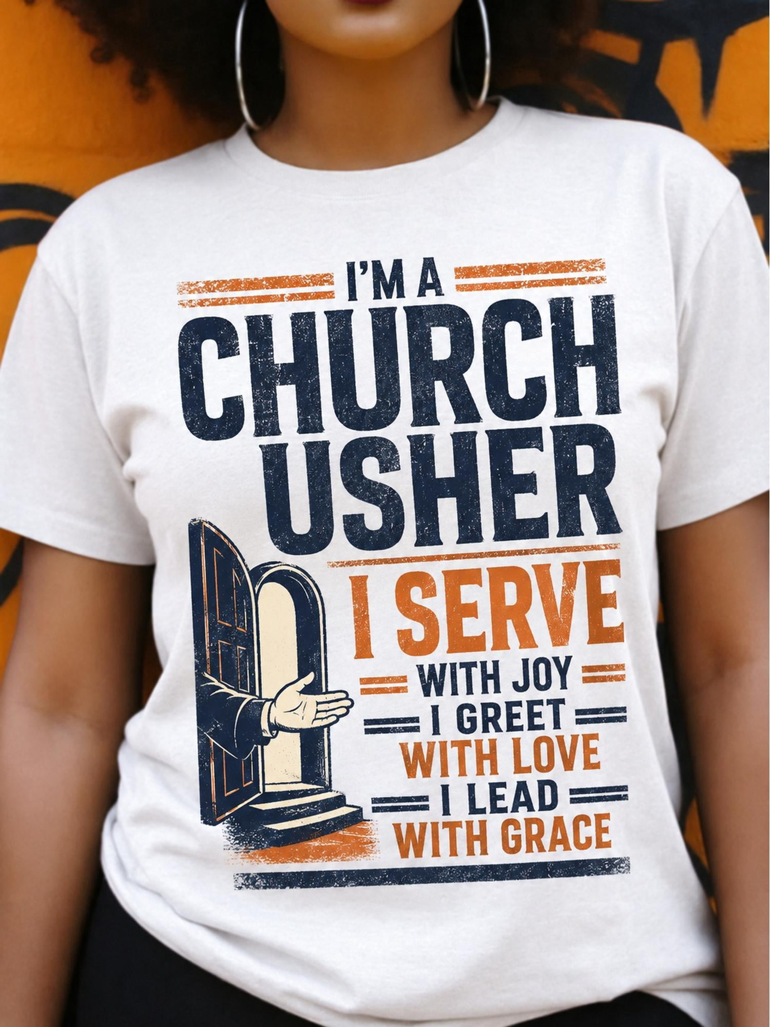 Women's I'm A Church Usher Serve With Joy Greet With Love Print Short ...
