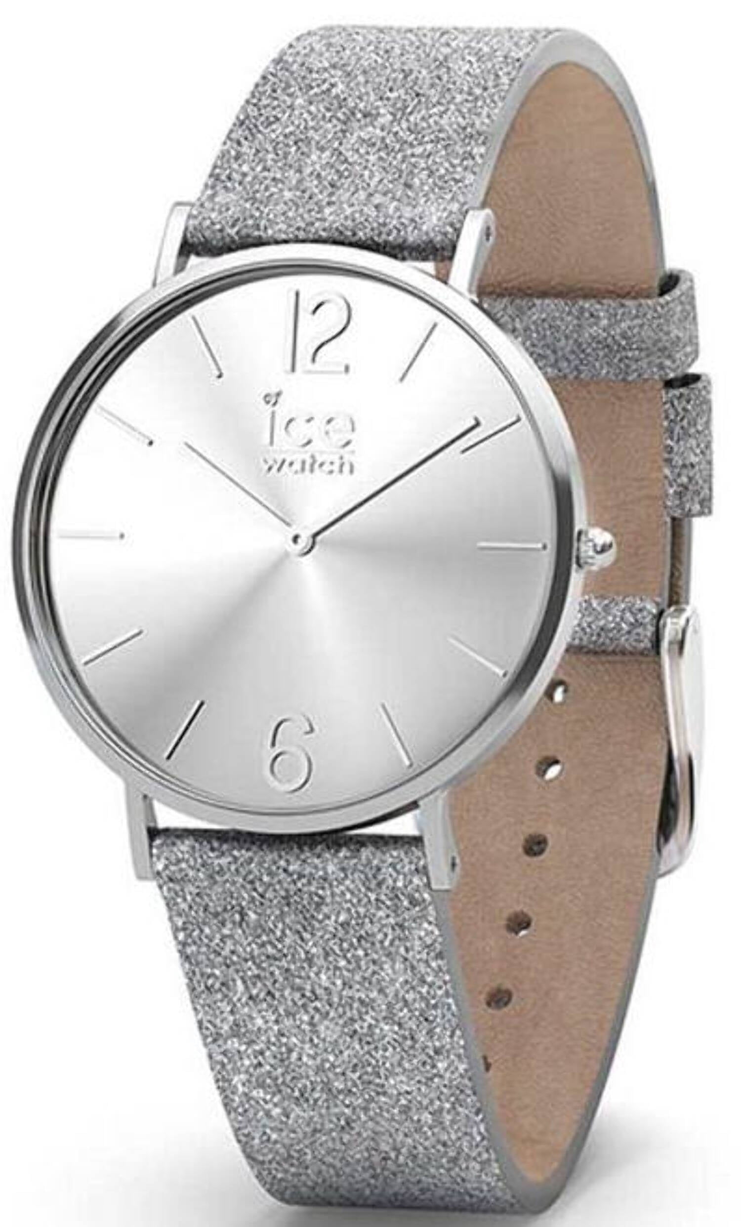 Women's ICE-Watch City Sparkling Silver Glitter Leather Watch ICE ...