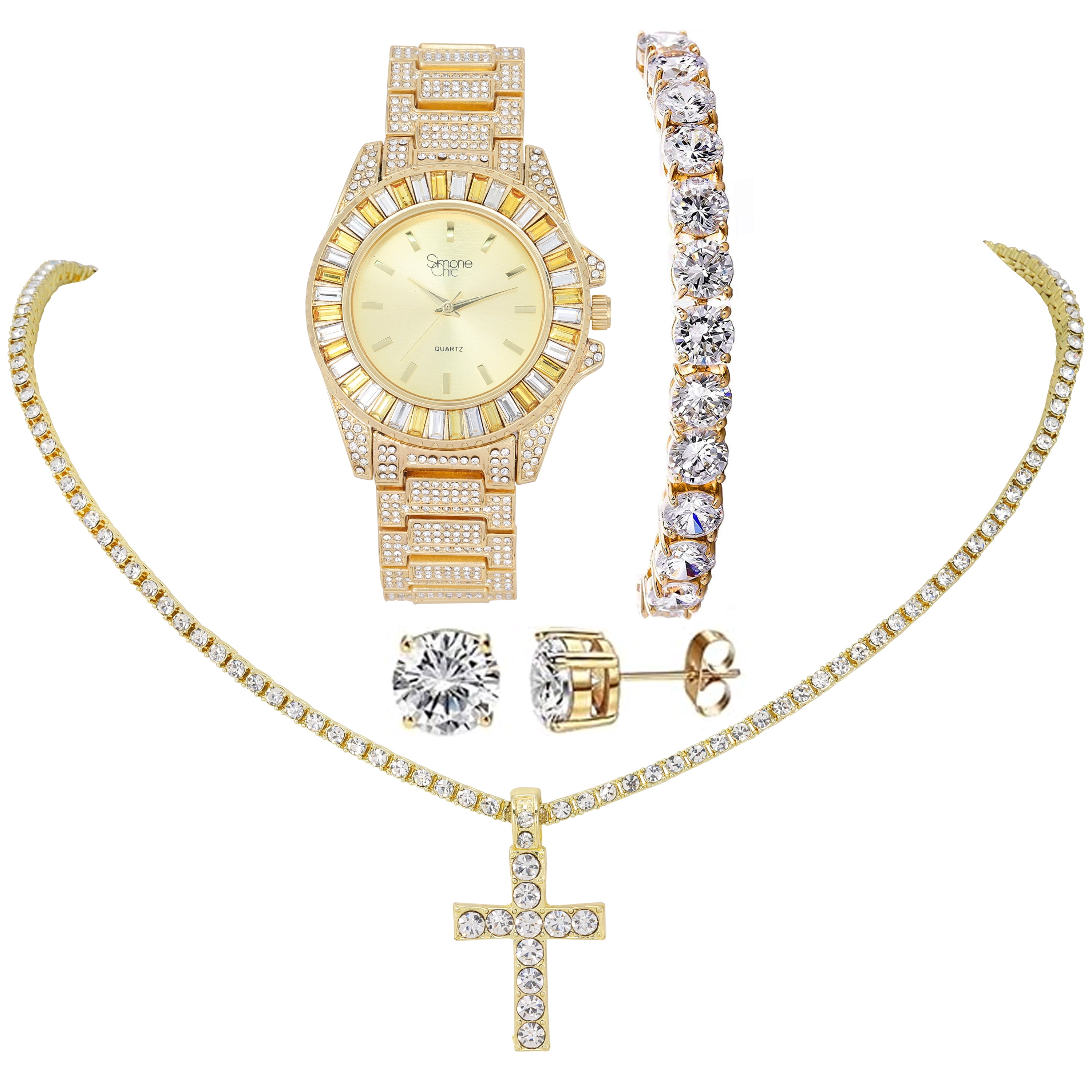 Women's Iced out Watches with Diamond Stud Earrings and Flawless ...