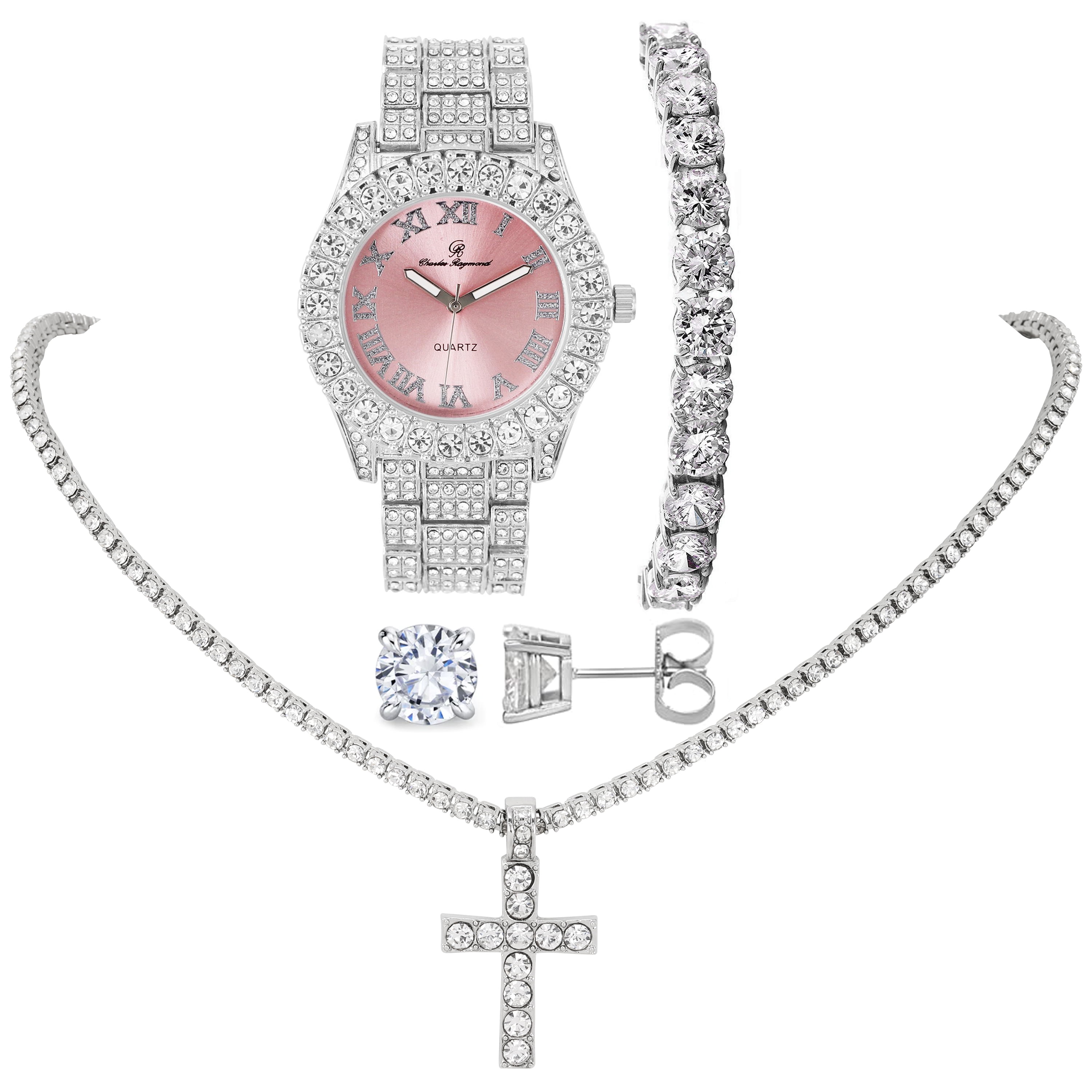 Women's Iced out Watches with Diamond Stud Earrings and Flawless ...