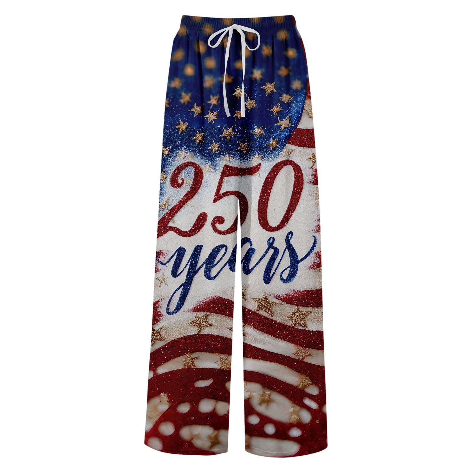 Women's Independence Day Pants 1776-2026 American Flag Print Slit Baggy ...