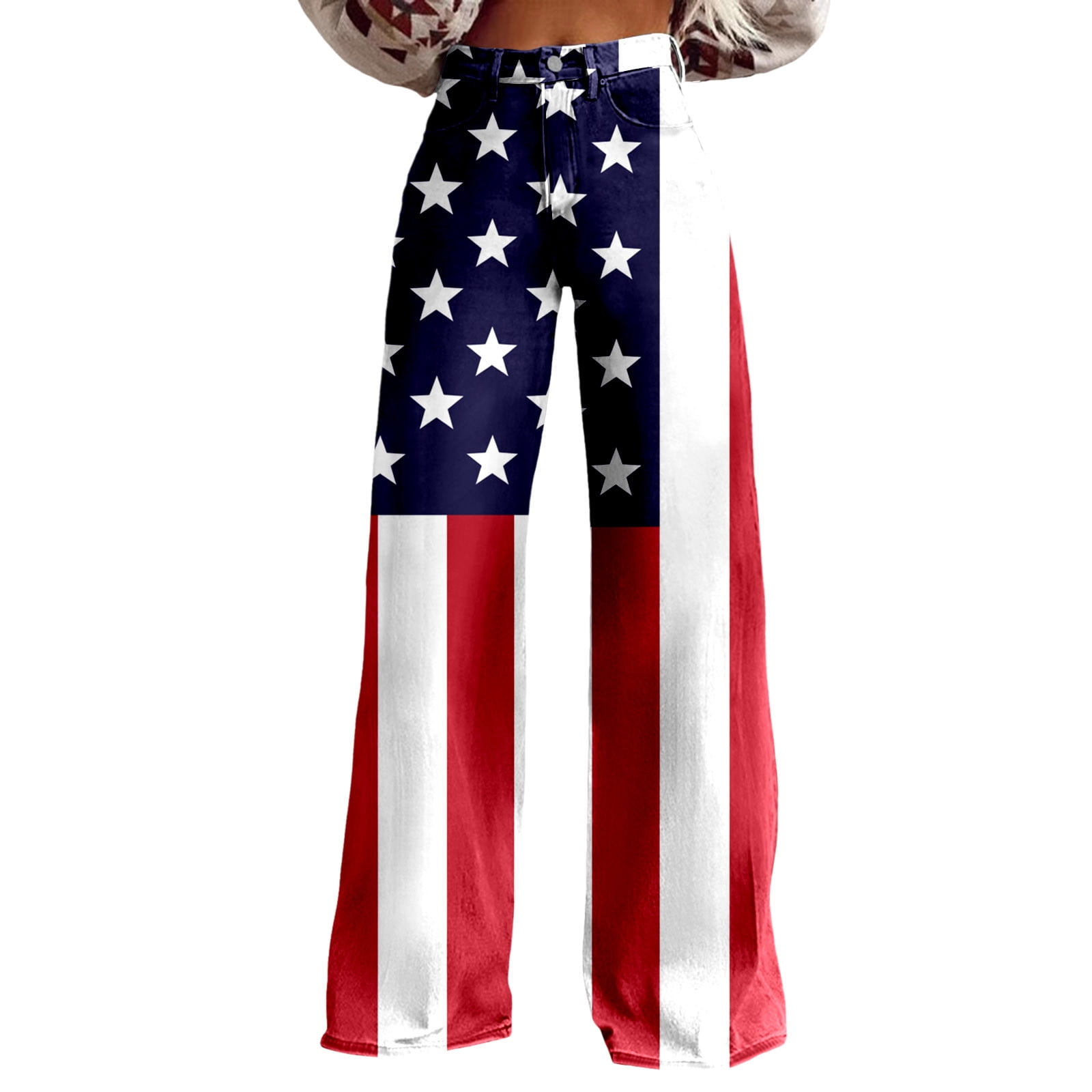 Women's Independence Day Printed High Waisted Straight Leg Casual Pants ...