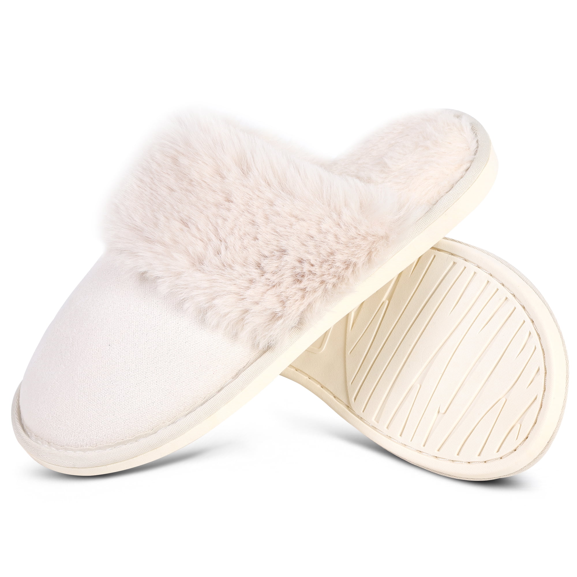 Women's Indoor Outdoor Memory Foam House Slippers,Cozy Fluffy Non-Slip ...