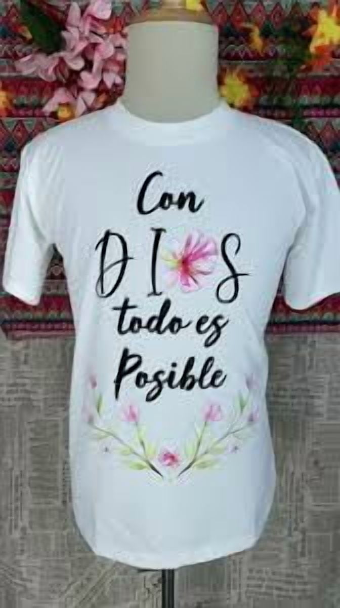 Women's Inspirational Spanish "Con DIOS Todo es Posible" Floral Print T ...