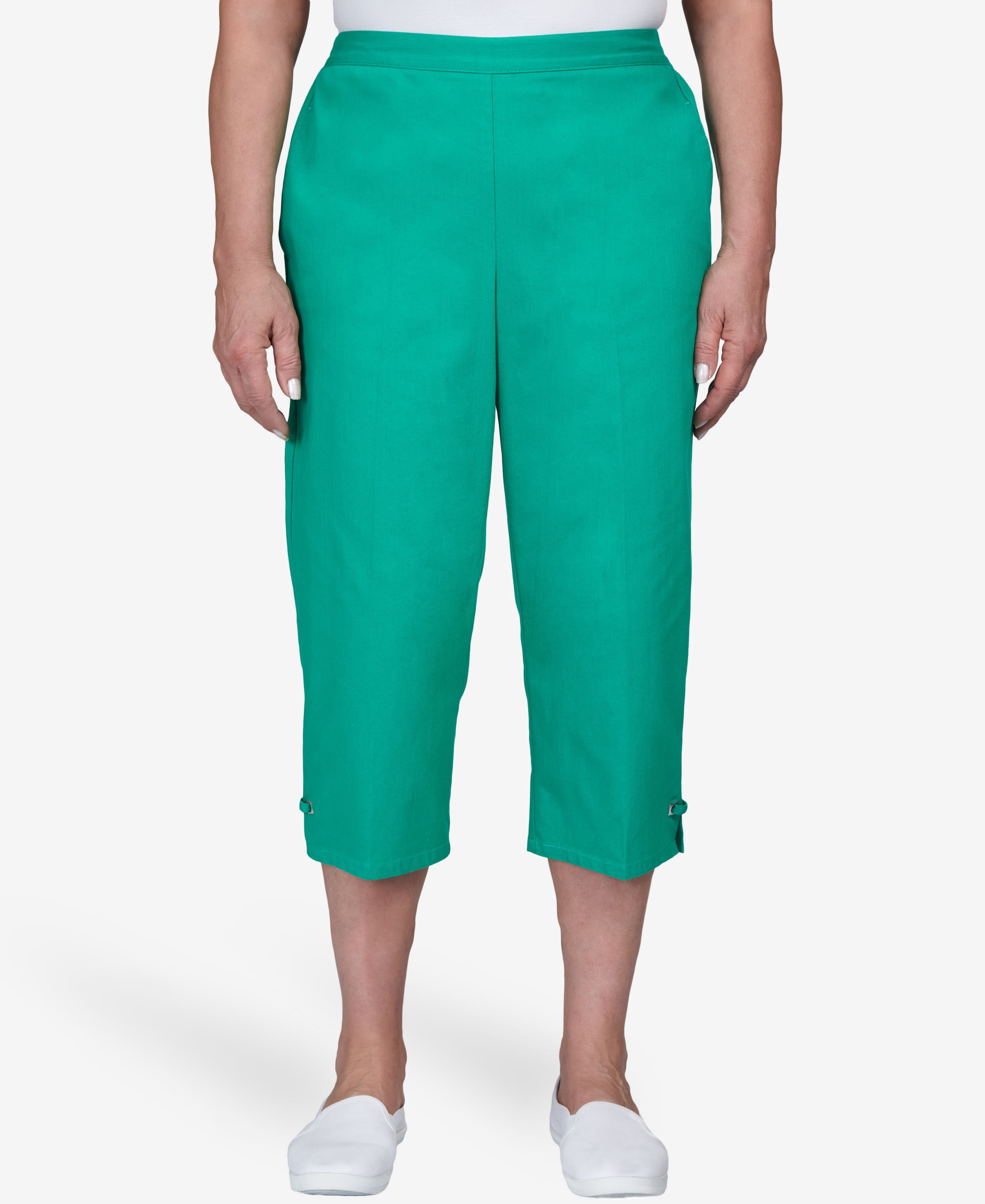Women's Island Vibes Looped in Capri Pants Emerald 14 - Walmart.com