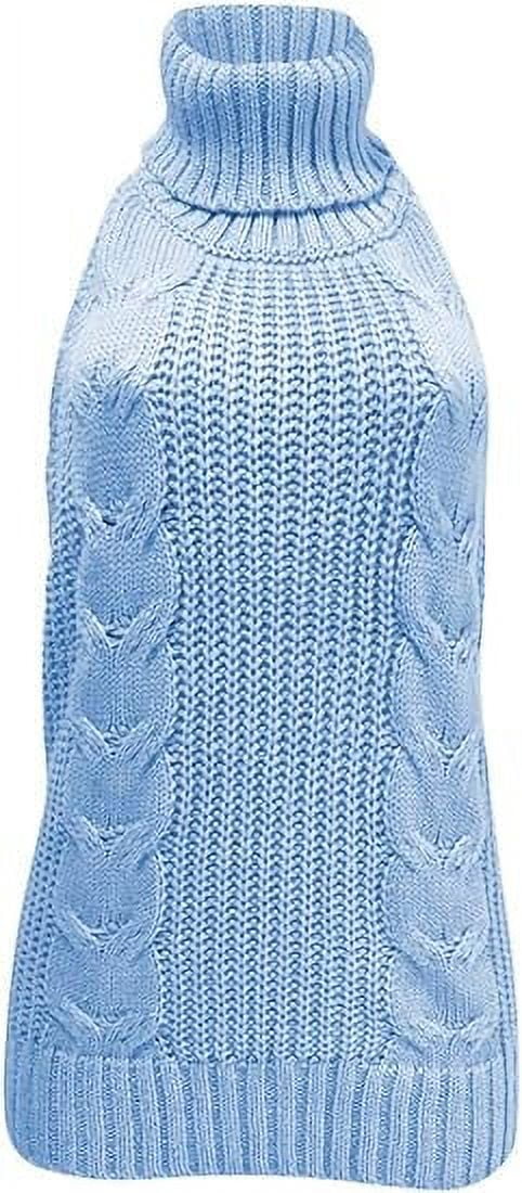 Women's Japan Style Turtleneck Sleeveless Open Back Sweater Anime ...