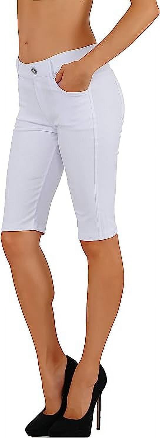 Women's Jean Looking Bermuda Shorts Jeggings Cotton Blend Short Length ...