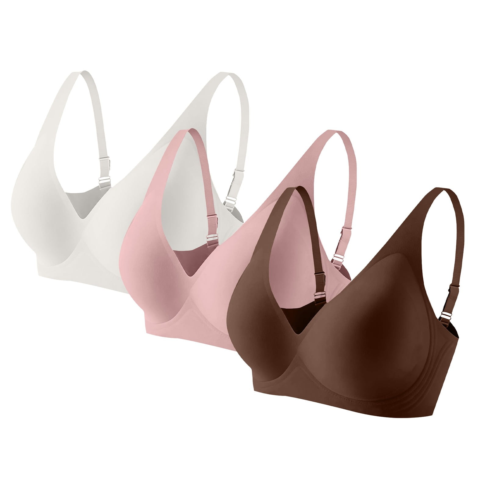 Women's Jelly Seamless Wireless Push Up Bras Deep V No Underwire ...