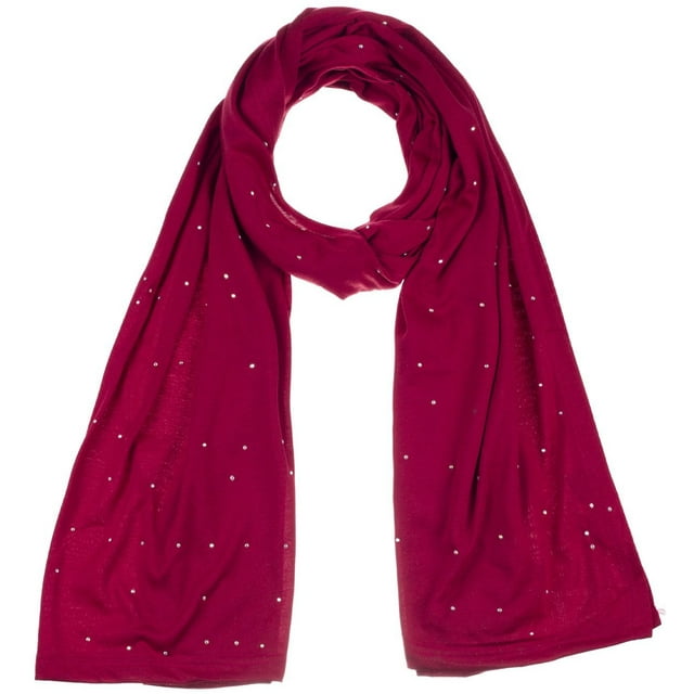 Women's Jersey Rhinestones hijab scarves fashion long plain scarf wrap ...