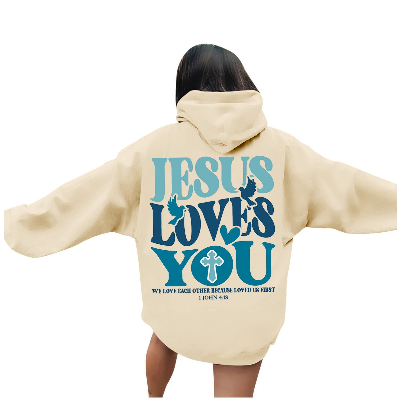 Women's Jesus Loves You Hoodie Christian Hooded Jesus Pullover Bible ...
