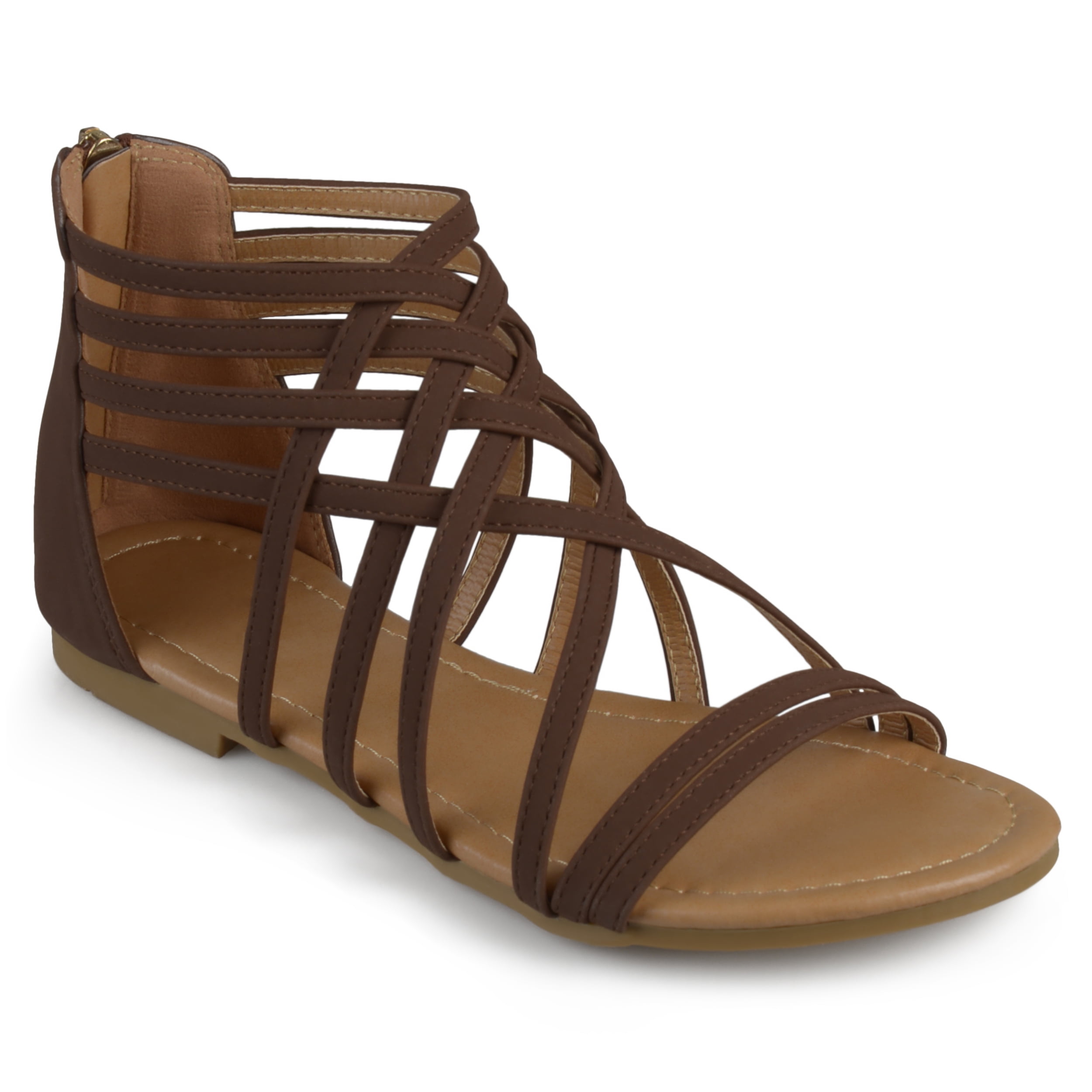 Journee Womens Hanni Wide Width Gladiator Flat Sandals - Walmart.com