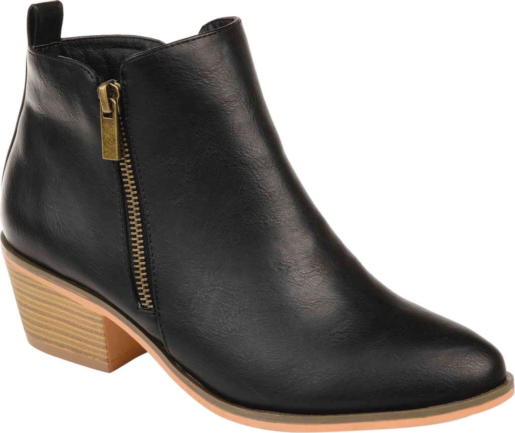 PEERAGE Kacey Women's Wide Width Leather Dress Bootie BLACK 10 ...