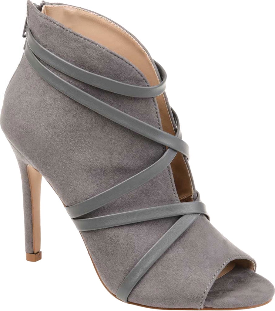 Women's Journee Collection Samara Heeled Open Toe Bootie Grey Faux ...