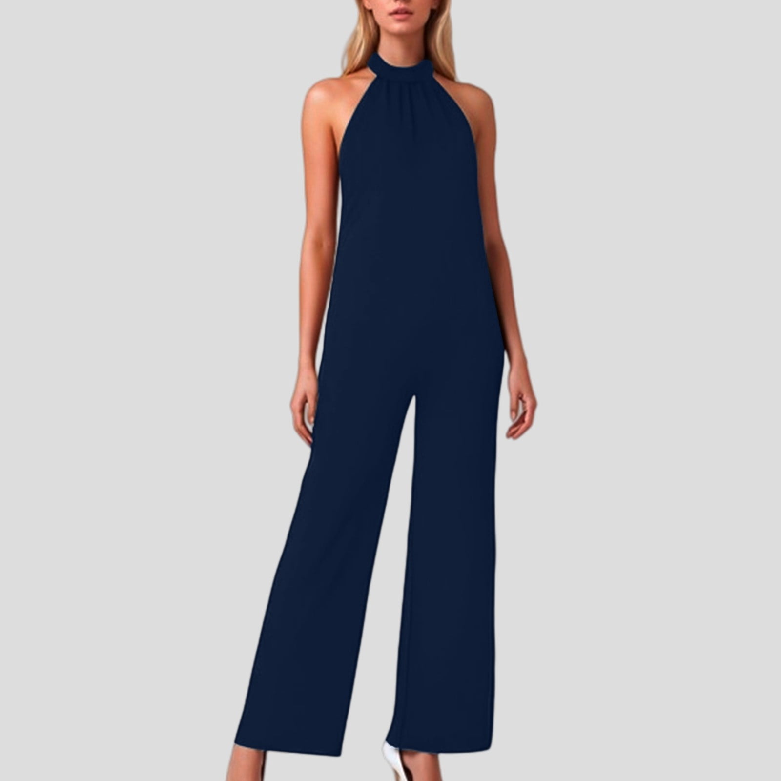Women's Jumpsuit Sleeveless Wide Leg Romper With Backless Design And ...