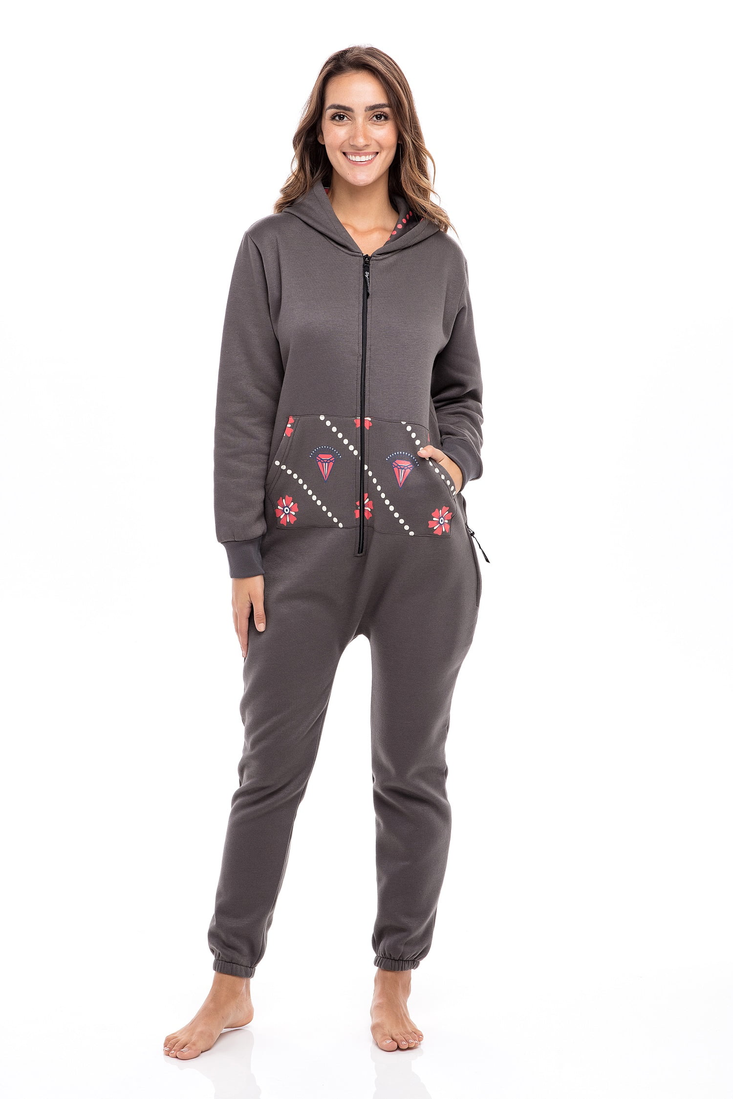 Women's Jumpsuit Unisex Sleepwear Ladies One Piece Non Footed Pajamas ...