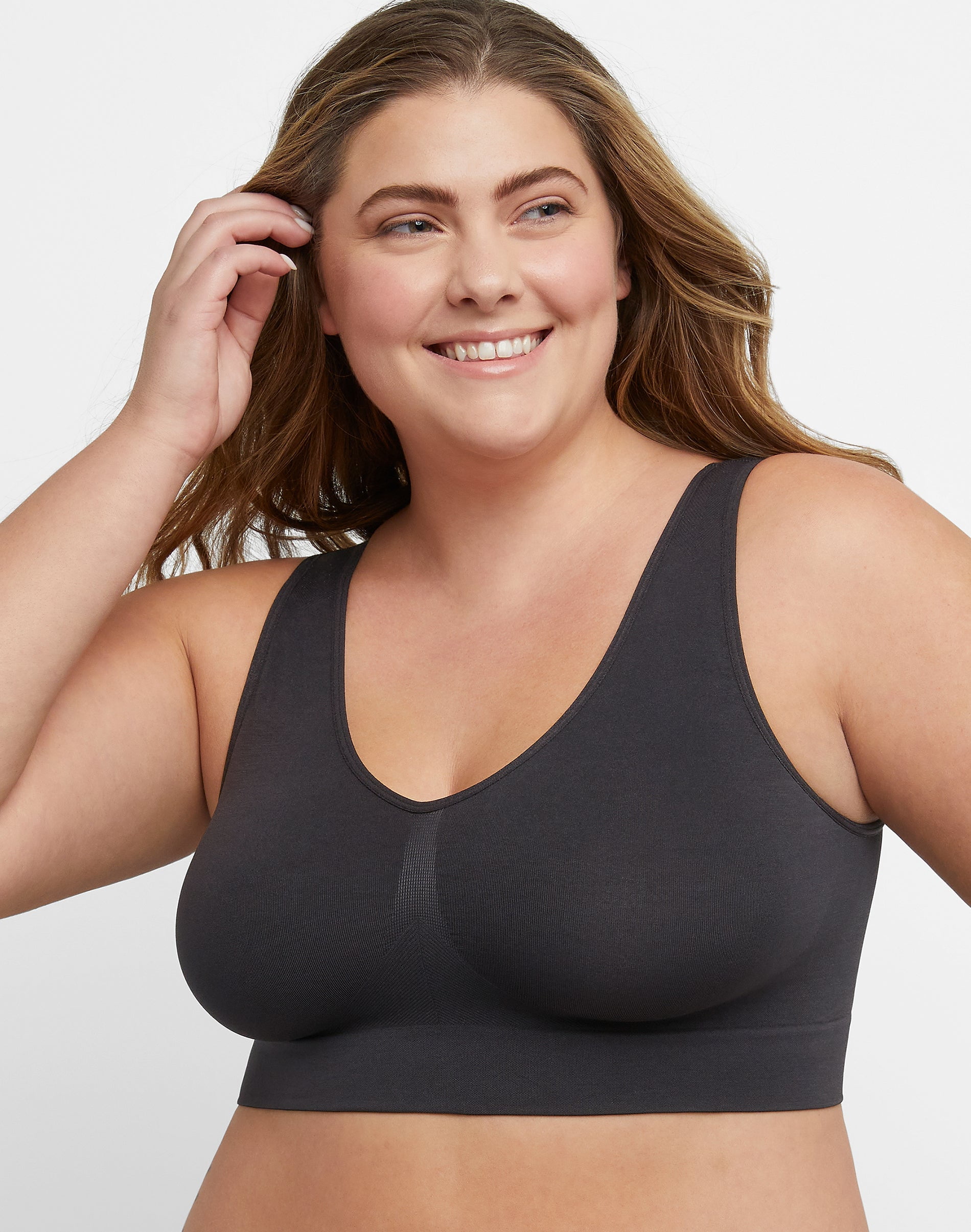 Hanes, Women's Seamless Bralette, Plus Size MJ1263, Light Support ...