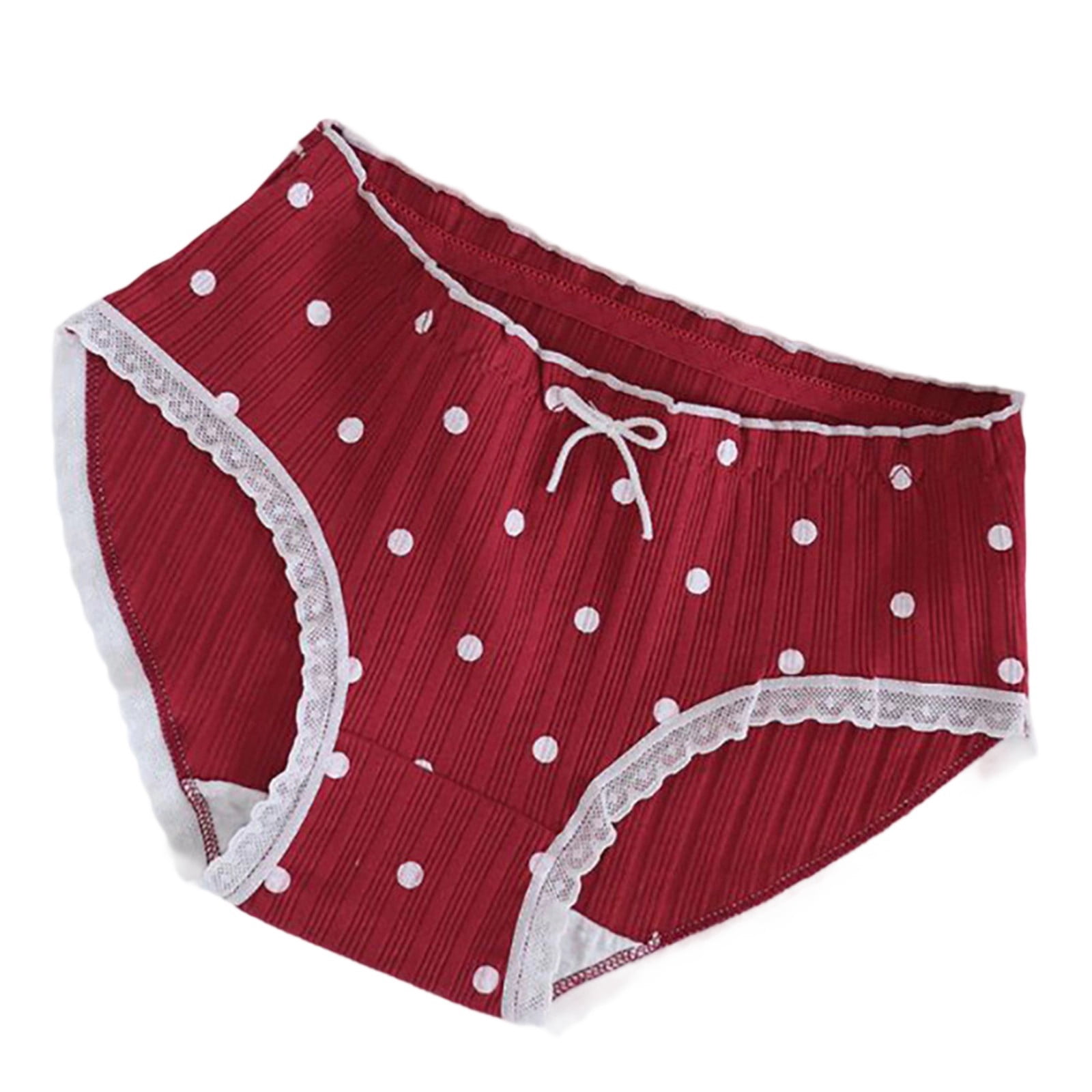 Women's Kawaii High Waisted Panties Cotton Lace Trim Briefs Color Block ...