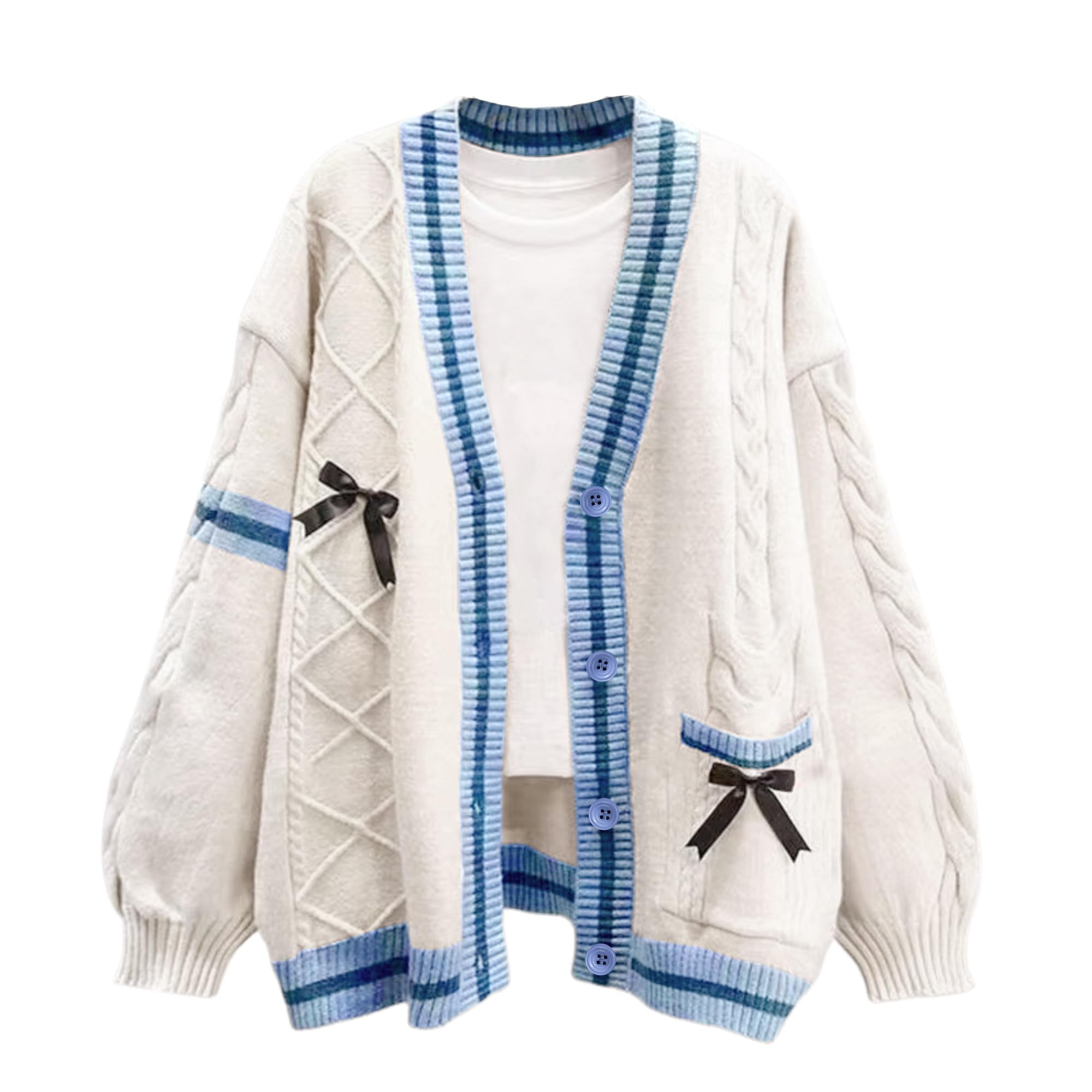 Women's Kawaii JK School Uniform Cardigans Long Sleeve Button Up ...